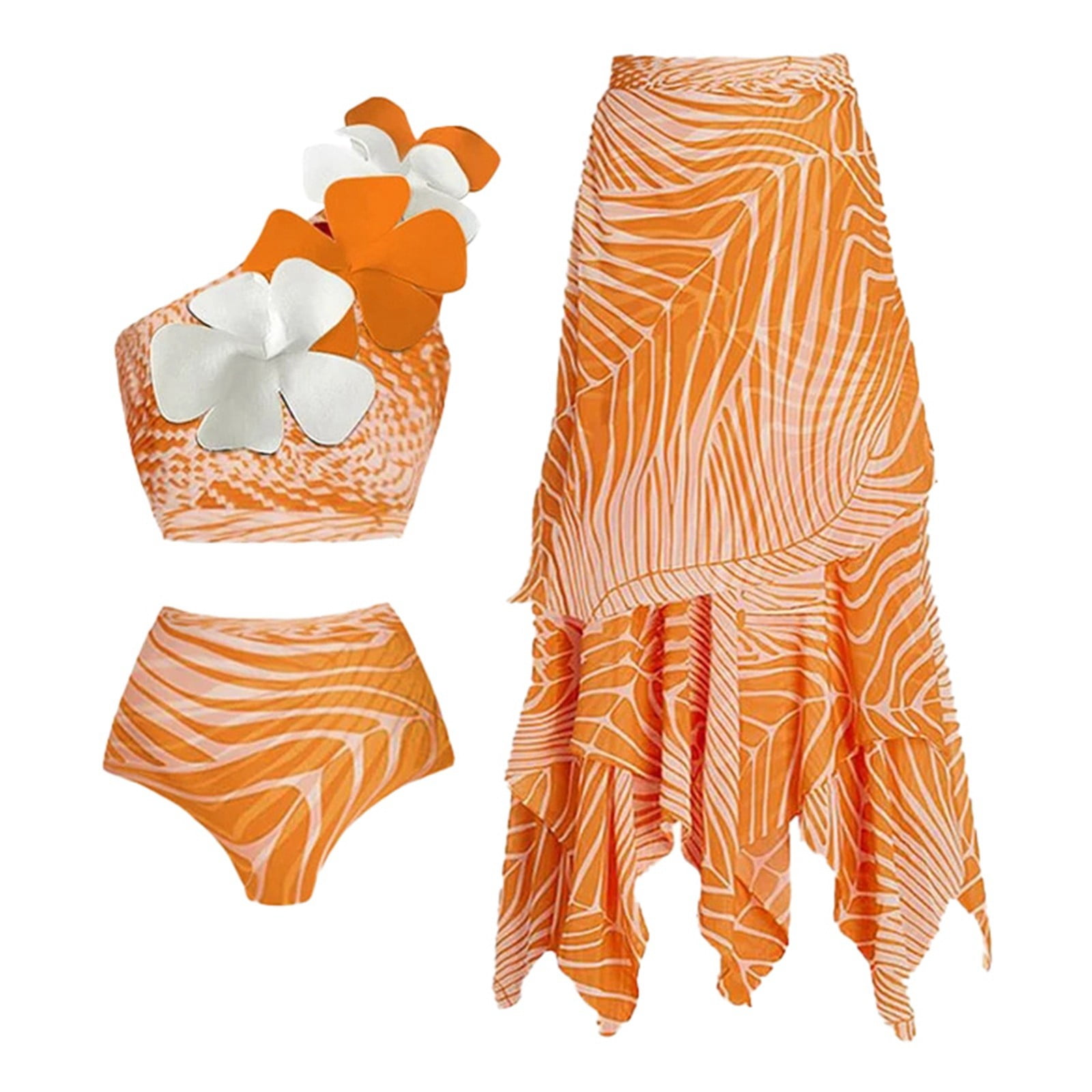 Womens Bathing Suits plus Size Shorts Ms Bikini Suit One Shoulder ...