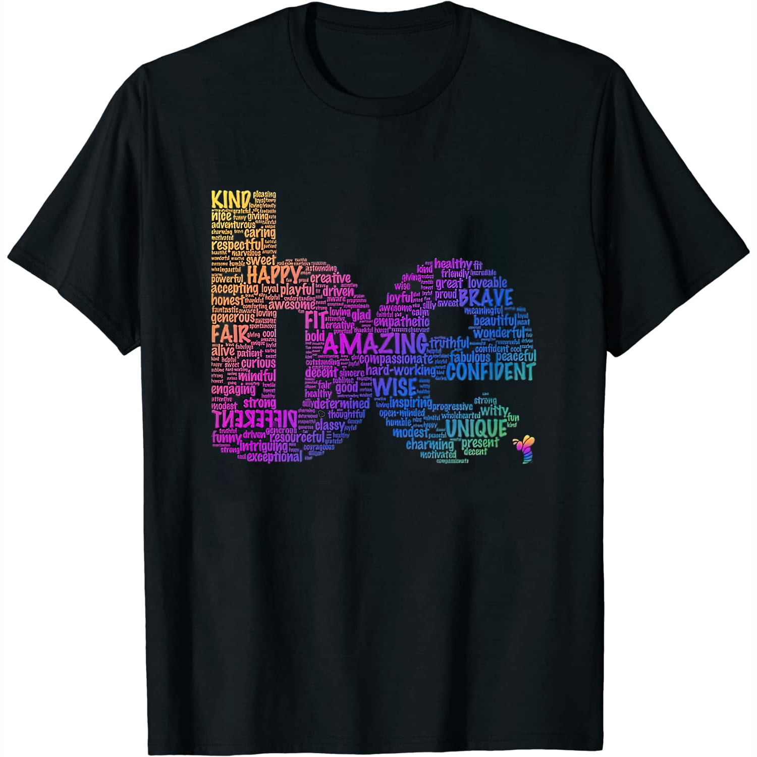 Womens Be Colorful Letters Word Art By T-Shirt Black Large - Walmart.com