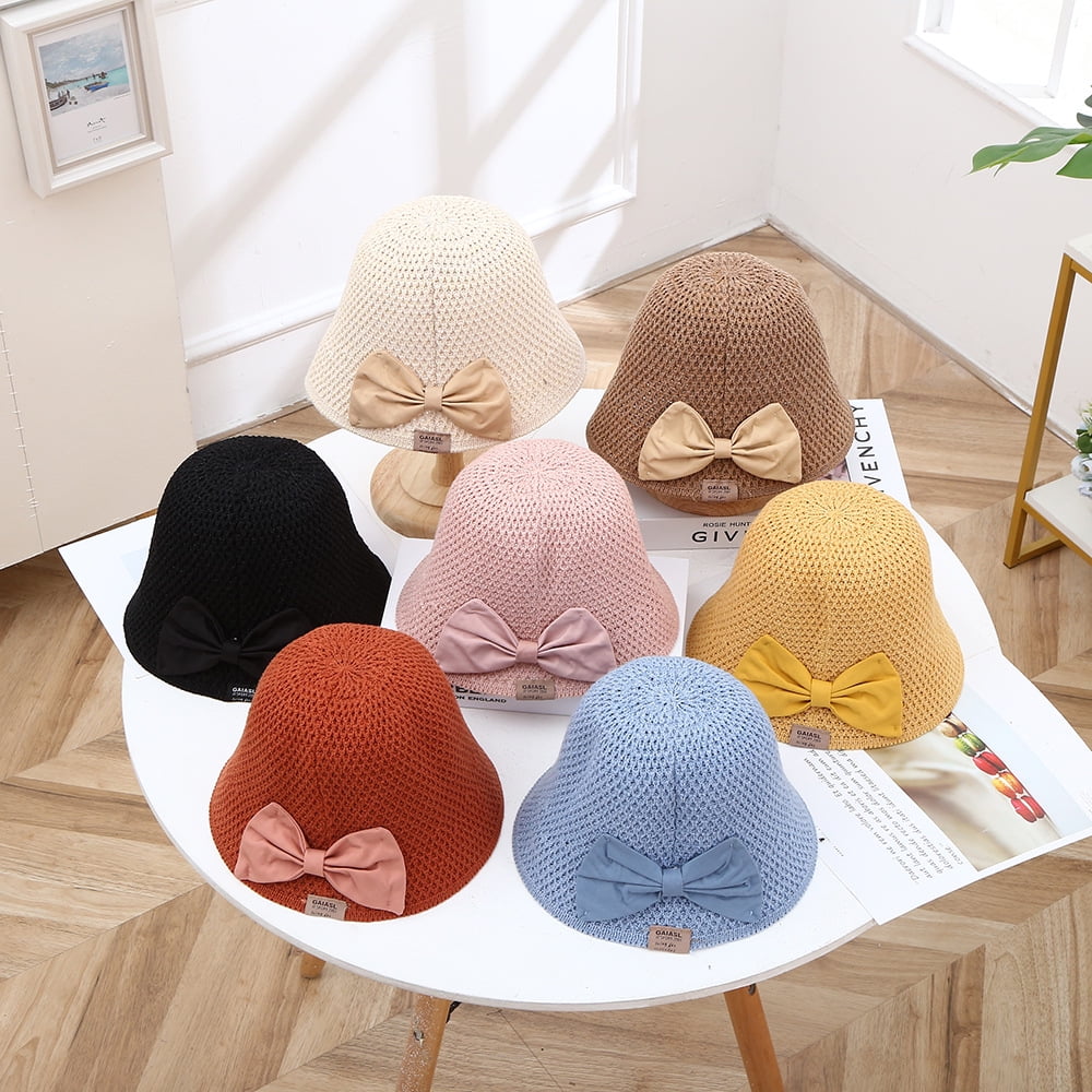 Womens Beach Straw Hat Summer Sun Hat UPF50 Travel Foldable Wide Brim Summer UV Hat with Big Bow ...