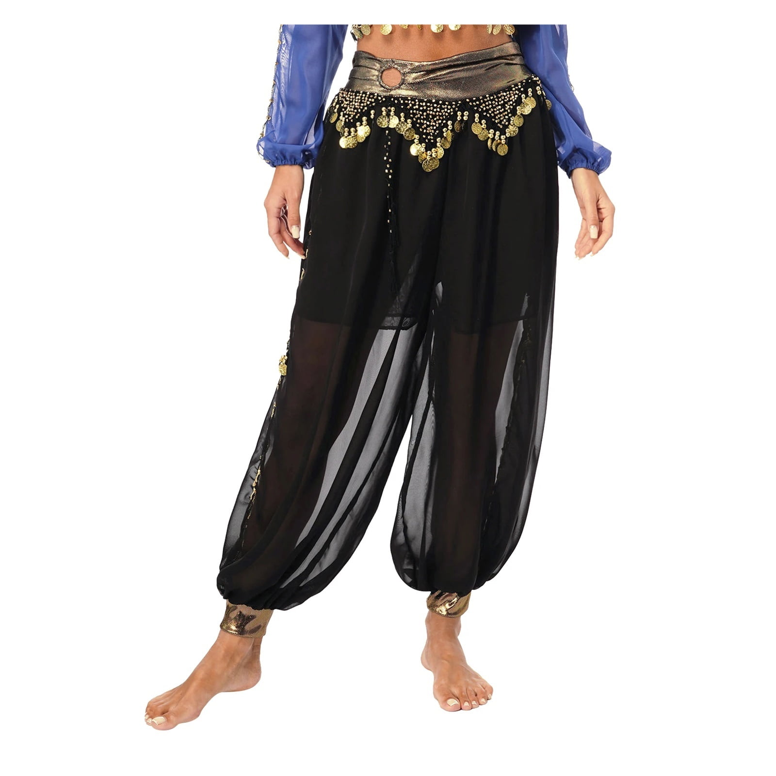 Womens Belly Dance Harem Pants Halloween Carnival Costume Sequin Tassel ...