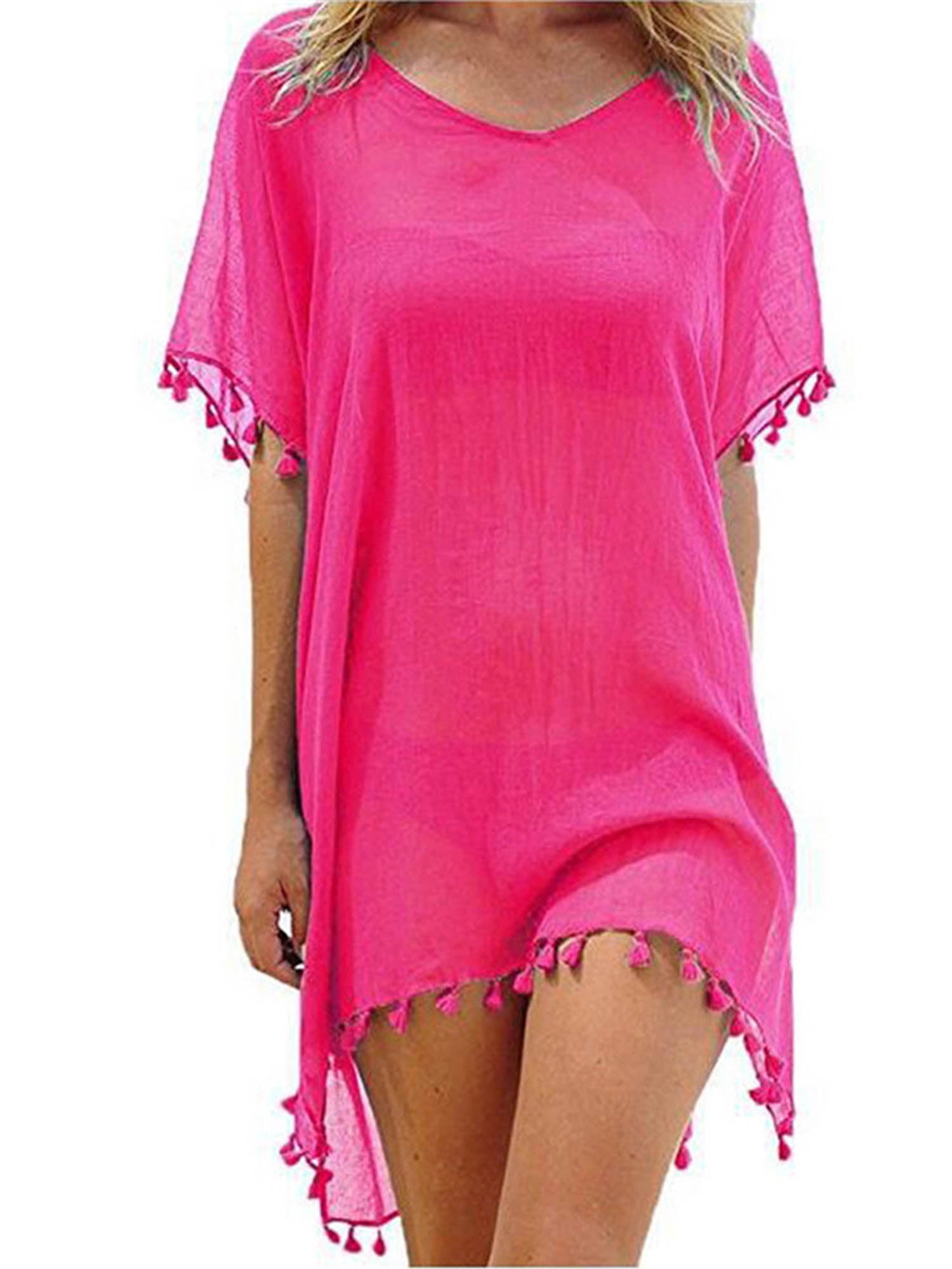 Womens Chiffon Cover-Up Swimwear Dress, Loose Tunic Top for Beach, Pool ...