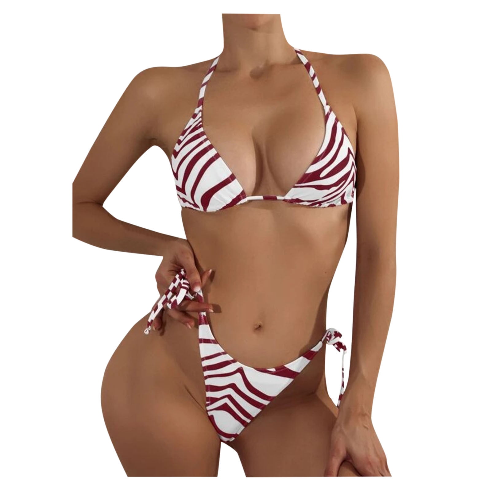Womens Bikinis Swimsuit Brazilian Push Up Bandeau Halter Top And Thongs