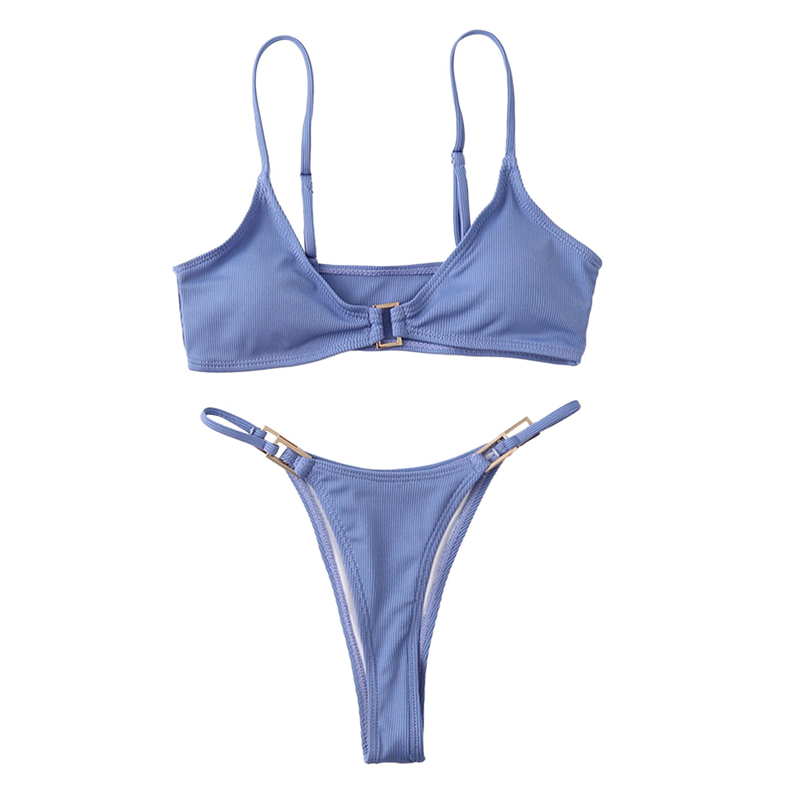 Womens Bikinis Swimsuit Solid Color Two Piece Split Bathing Suit High