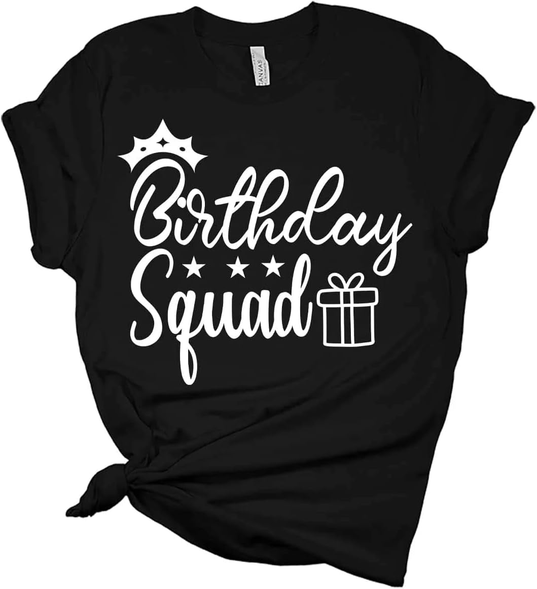 Womens Birthday Squad Shirt Matching T-Shirt Cute Fun Party Graphic Tee ...