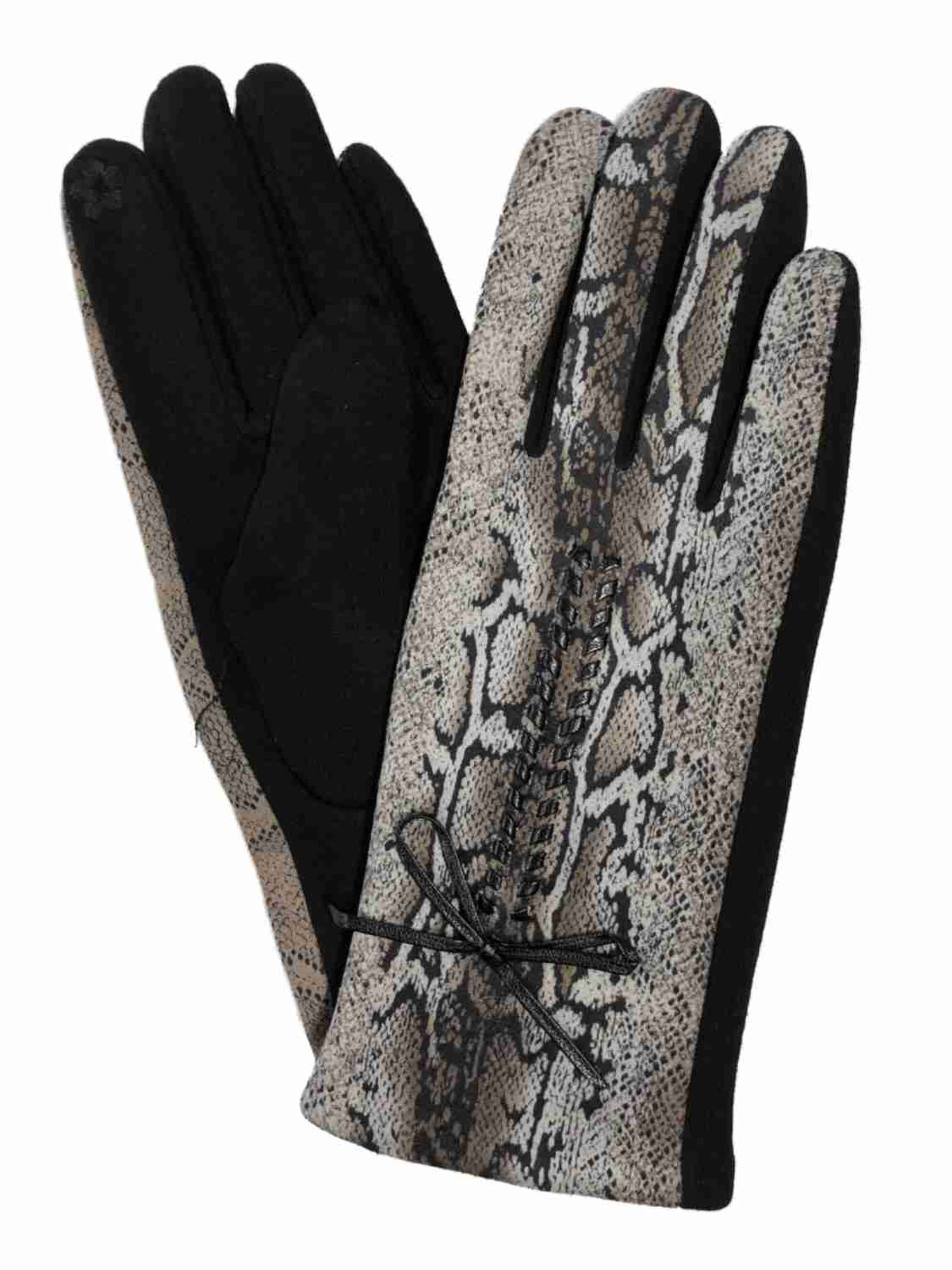 Womens Black Faux Python Snake Skin Print Texting & Tech Touchscreen ...