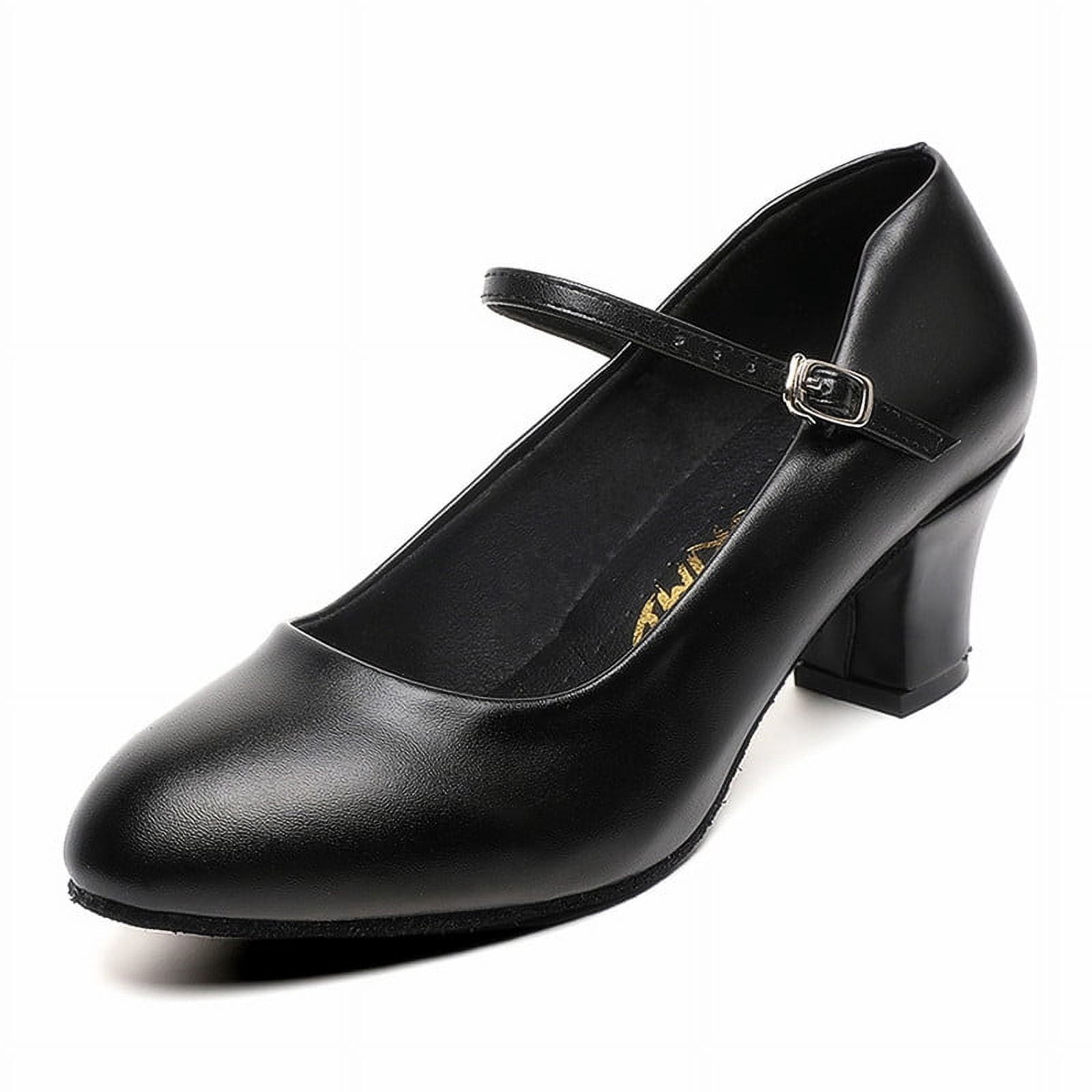 Womens Black T-Strap Character Shoes Latin salsa Ballroom Dance Heels ...
