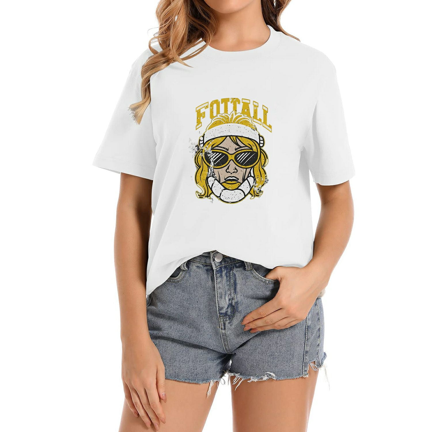 Womens Bleached Proud Football Mom Life Leopard Messy Bun Player T ...