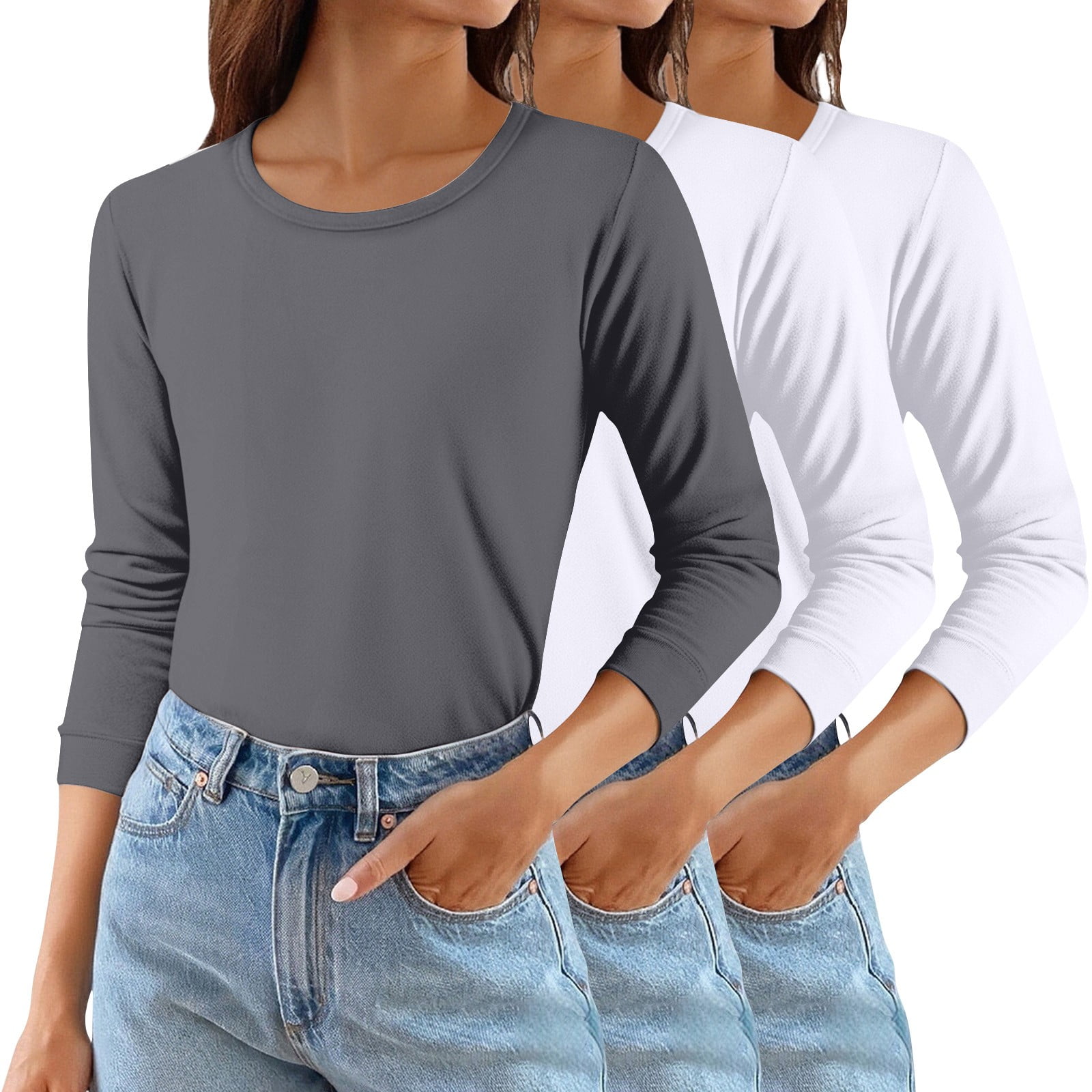 Womens Blouse German Velvet 3pc Warm Slim Spring Basic Trendy Tops ...