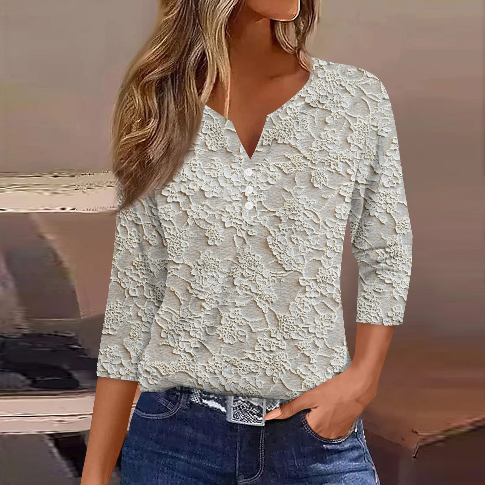 Womens Blouses Long Sleeve Unique Art Print V Neck Flowy Tops Causal ...
