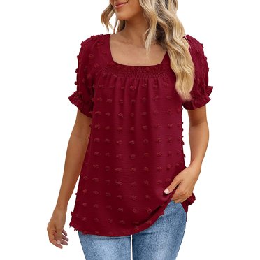 Fantaslook Women's Crewneck Long Sleeve Chiffon Pom Pom Blouse, Casual ...