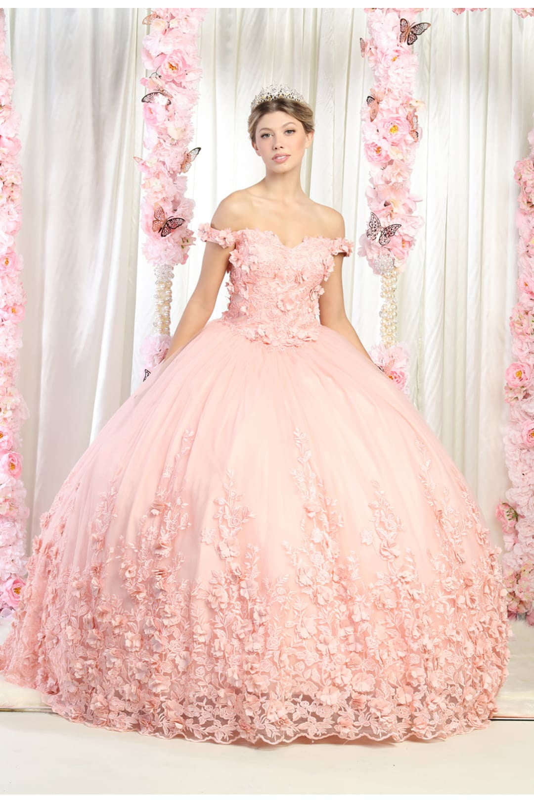 Womens Blush Sweet 16 Quinceanera Prom Long Sweetheart Off Shoulder ...