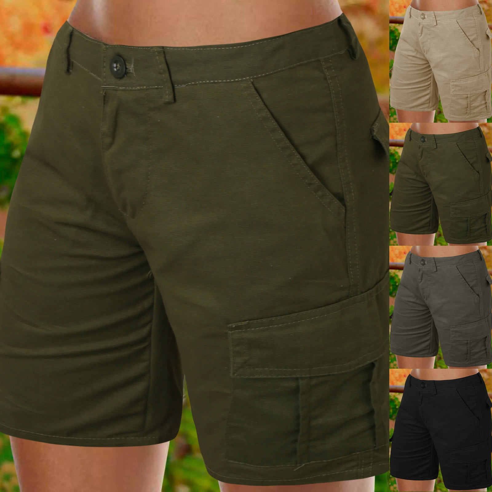 Womens Board Shorts Loose Solid Color Mini Pant Summer Beach Buttons ...