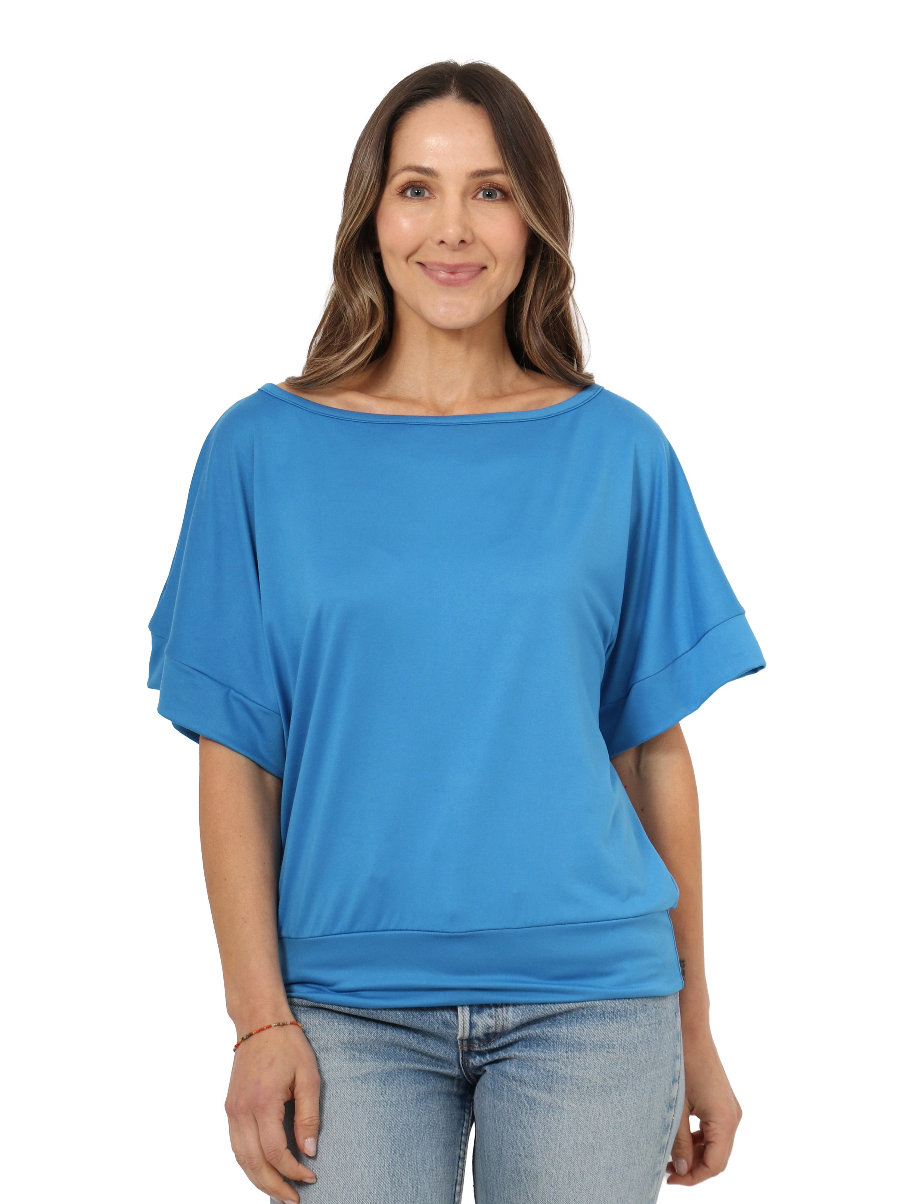 24seven Comfort Apparel Womens Boat Neck Dolman Sleeve Top - Walmart.com