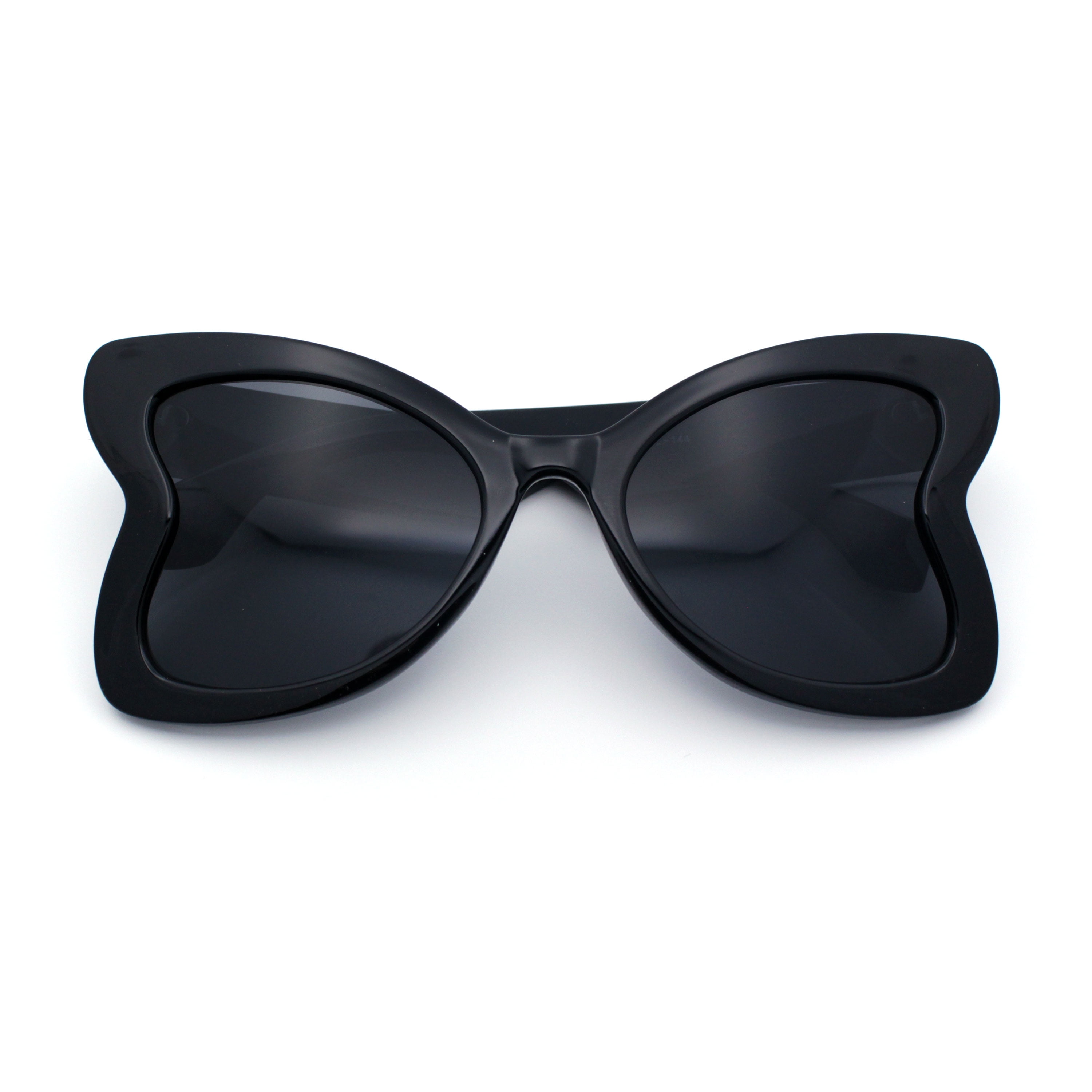 Womens Bold Bowtie Butterfly Shape Oversized Cute Diva Plastic Sunglasses All Black - Walmart.com