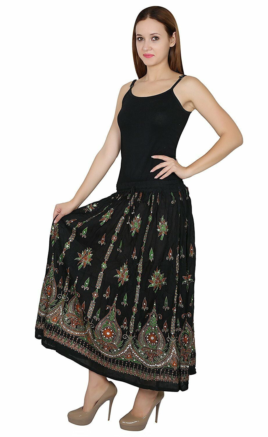 Womens Bollywood Indian Long Skirt Sequins Ankle Length Rayon India ...