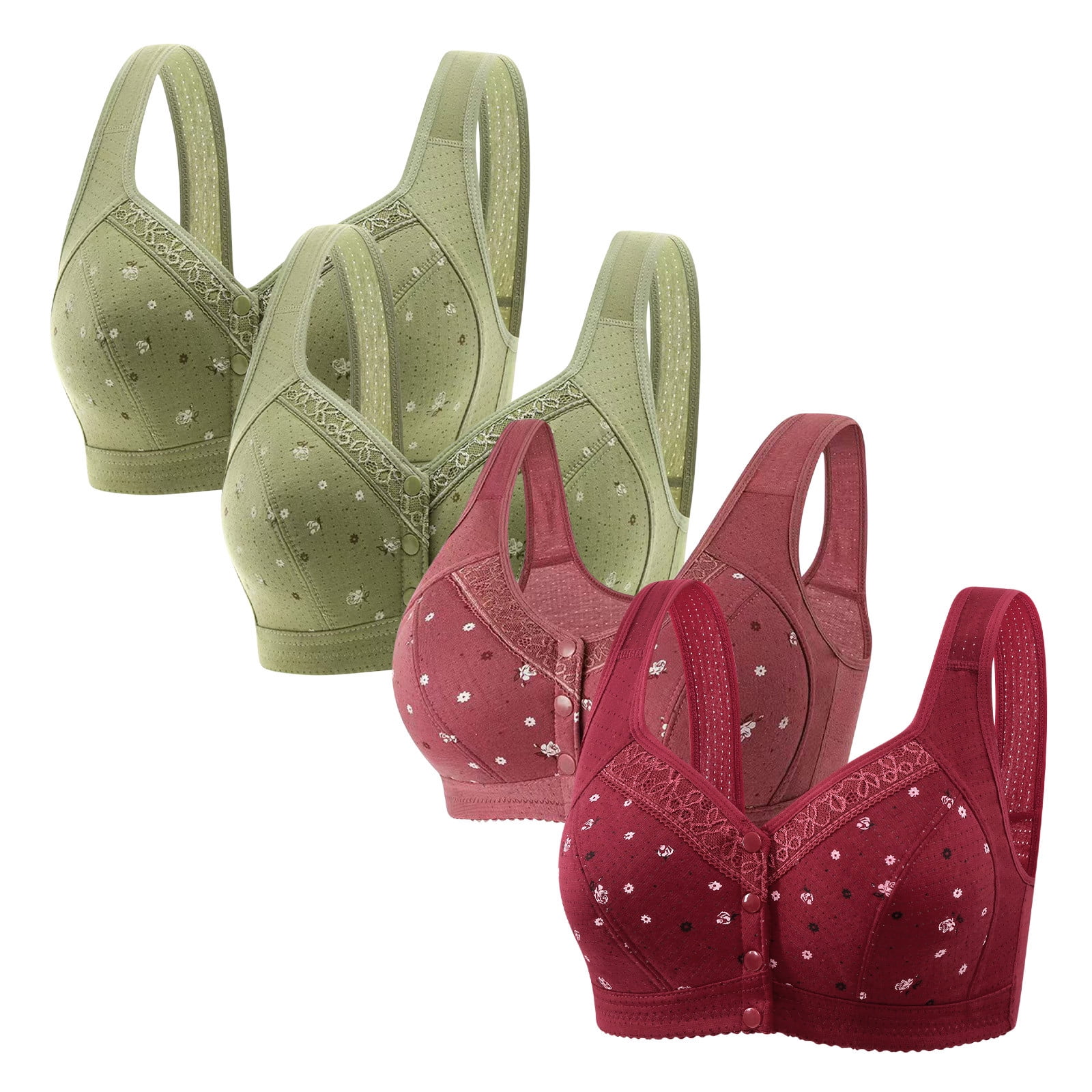 Womens Bras under $5! Xqxayjr 4 Pack Daisy Bras for Older Women Front ...