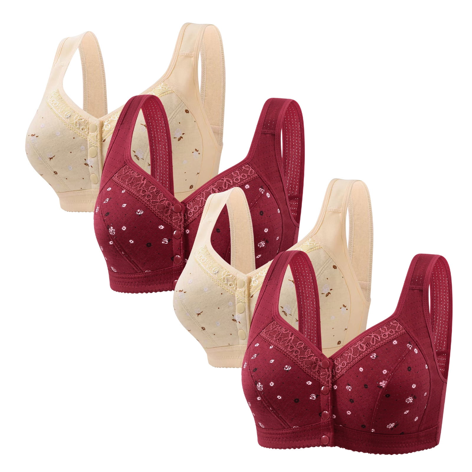 Womens Bras under $5! Xqxayjr 4 Pack Daisy Bras for Older Women Front ...