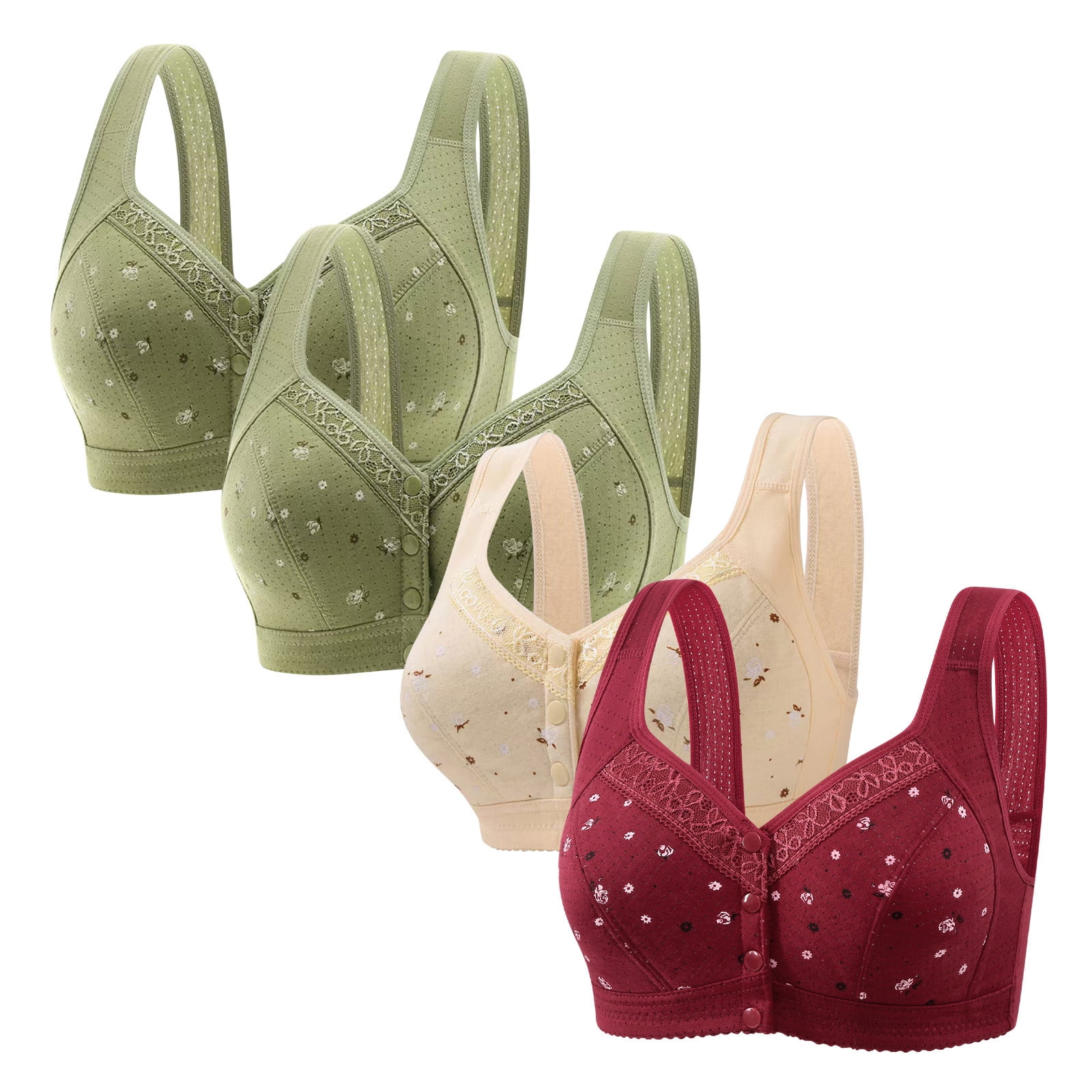 Womens Bras under $5! Xqxayjr 4 Pack Daisy Bras for Older Women Front ...