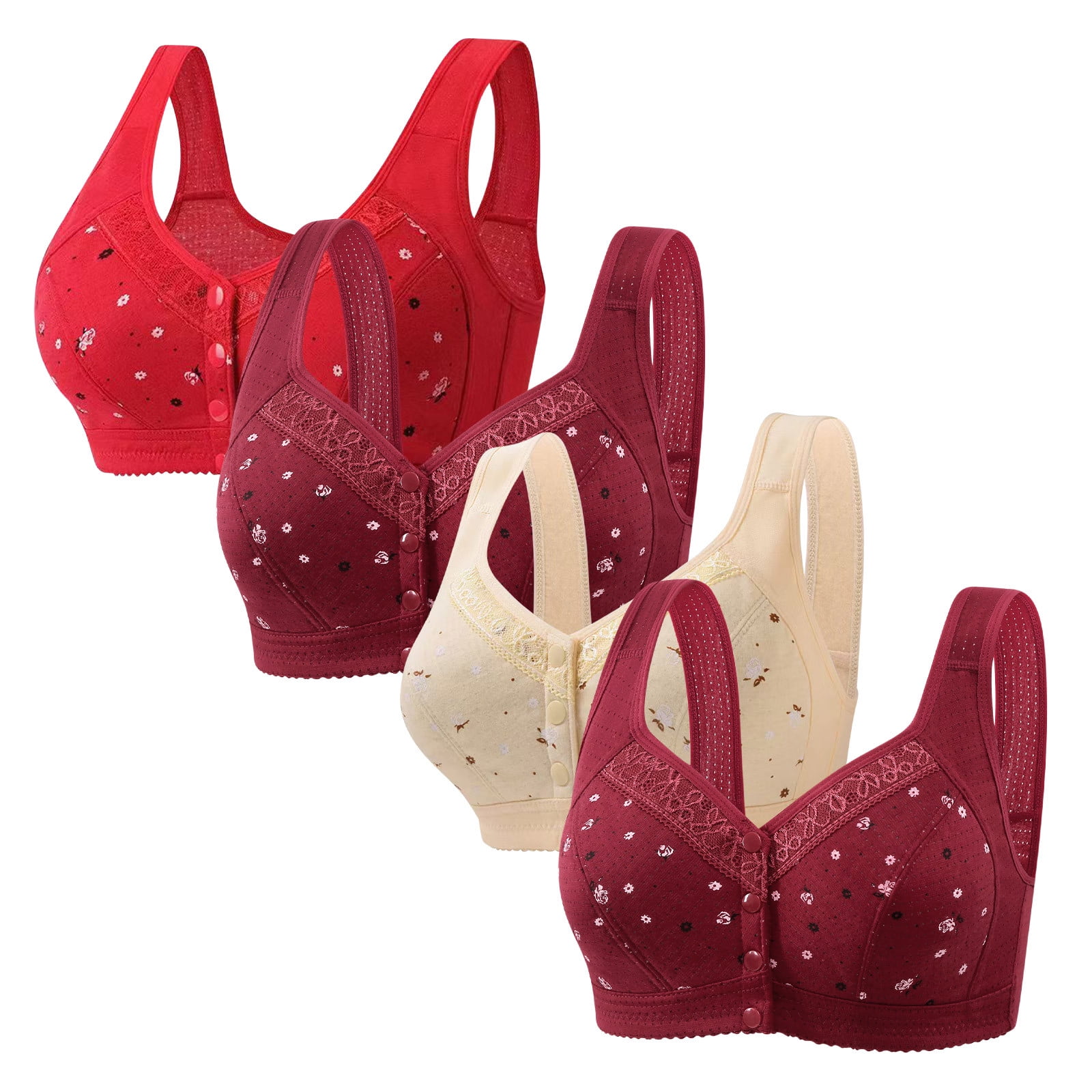 Womens Bras under $5! Xqxayjr 4 Pack Daisy Bras for Older Women Front ...