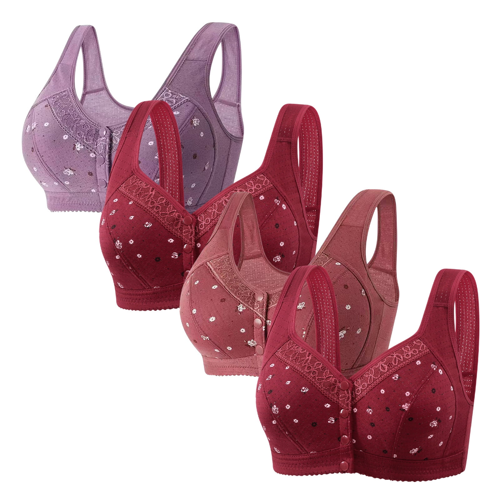 Womens Bras under $5! Xqxayjr 4 Pack Daisy Bras for Older Women Front ...