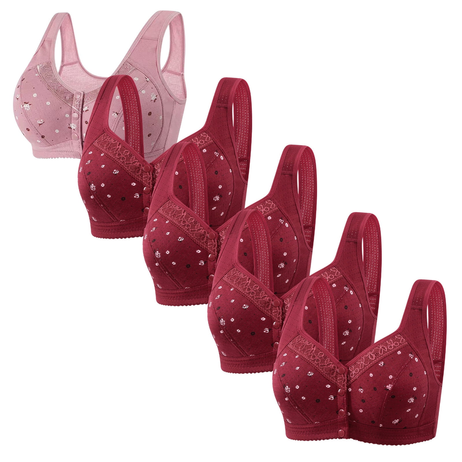 Womens Bras under $5! Xqxayjr 5 Pack Daisy Bras for Older Women Front ...