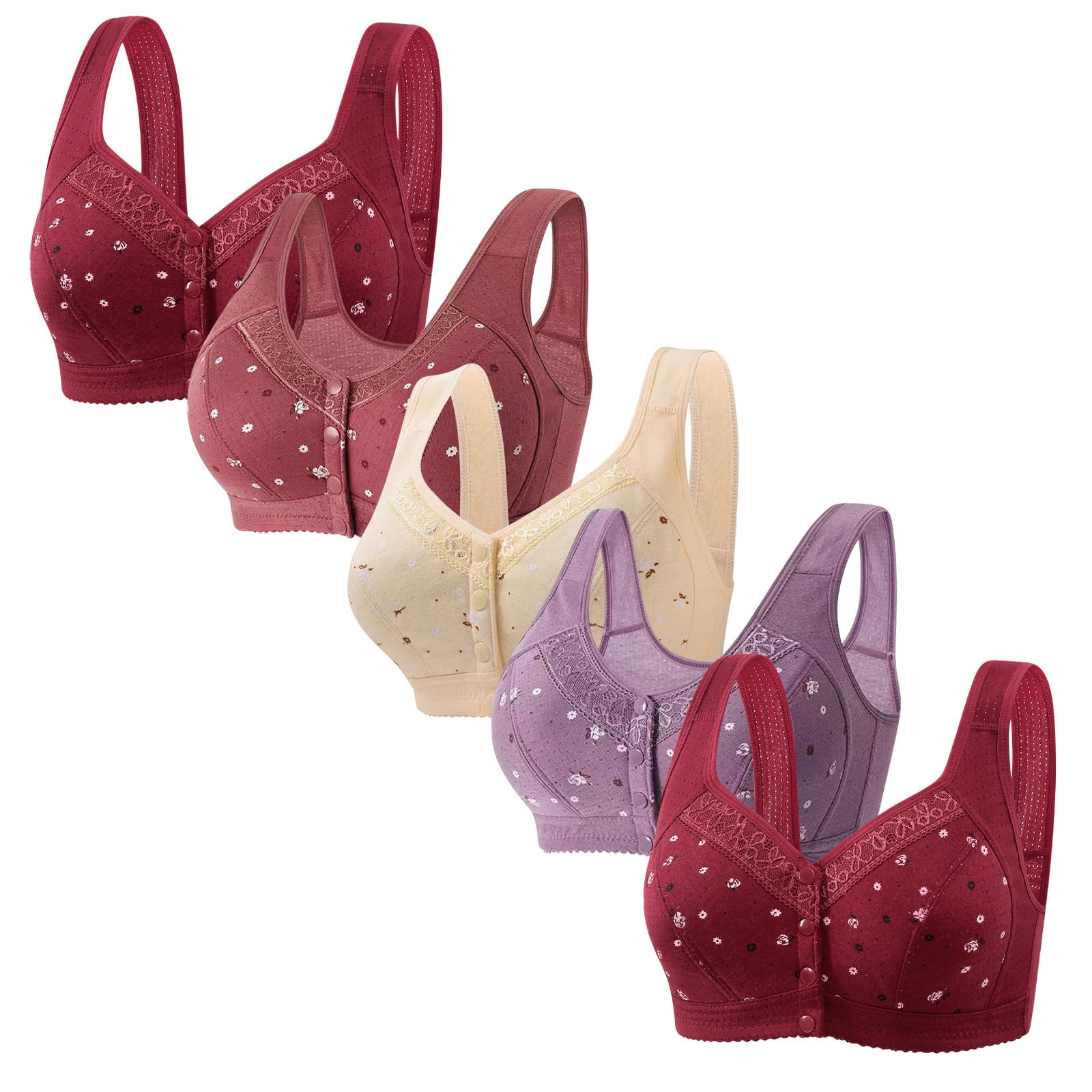 Womens Bras under $5! Xqxayjr 5 Pack Daisy Bras for Older Women Front ...