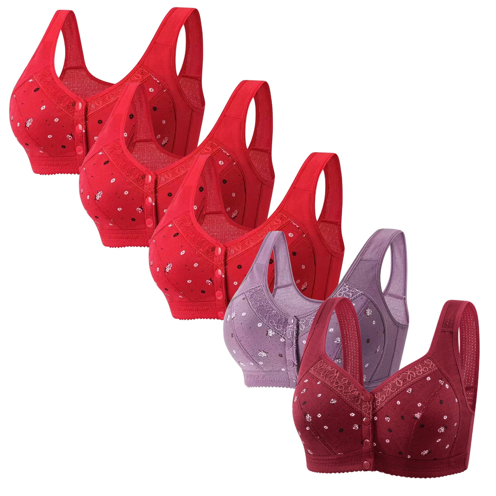 Womens Bras under $5! Xqxayjr 5 Pack Daisy Bras for Older Women Front ...
