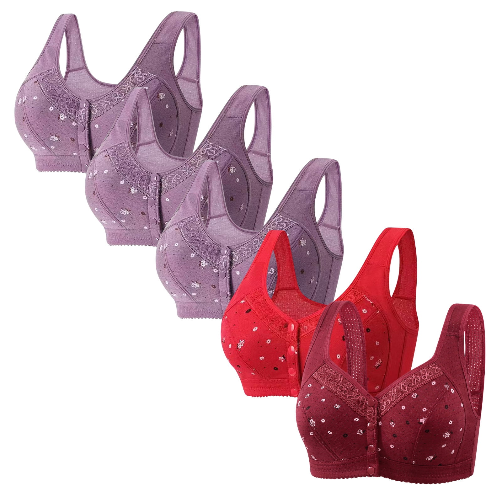 Womens Bras under $5! Xqxayjr 5 Pack Daisy Bras for Older Women ...
