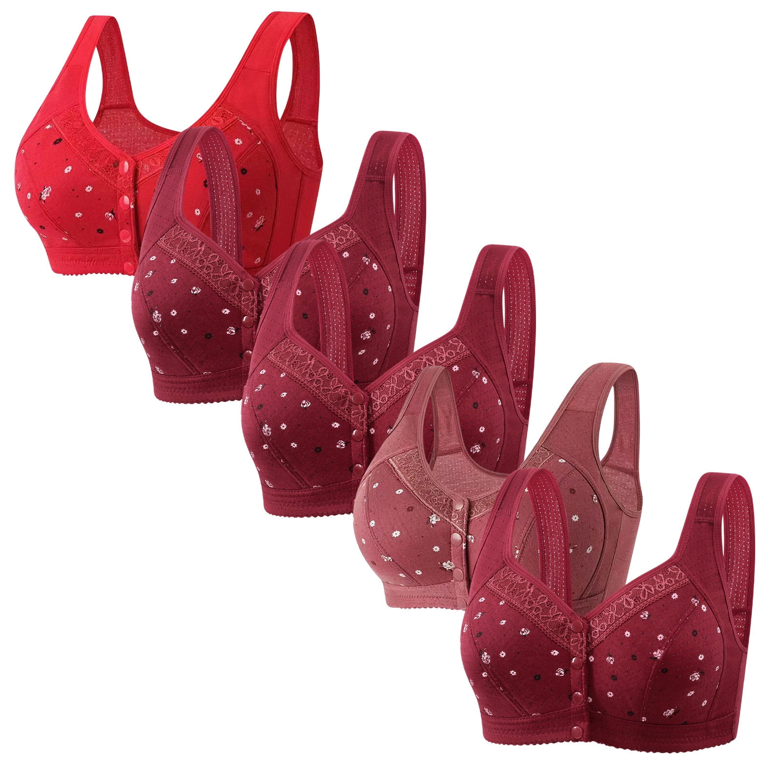 Womens Bras under $5! Xqxayjr 5 Pack Middle-Aged Elder Woman Wirefree ...