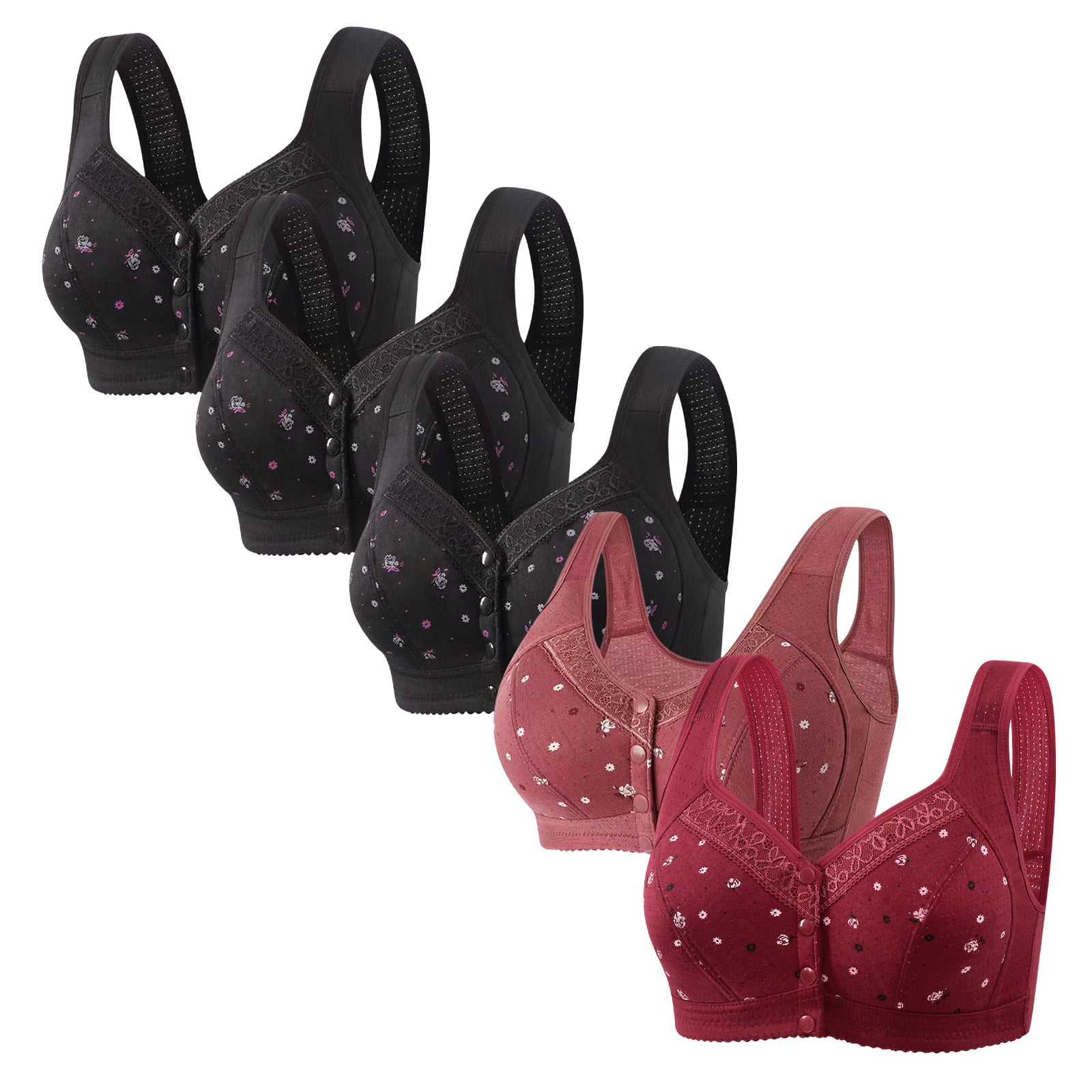 Womens Bras under $5! Xqxayjr 5 Pack Middle-Aged Elder Woman Wirefree ...