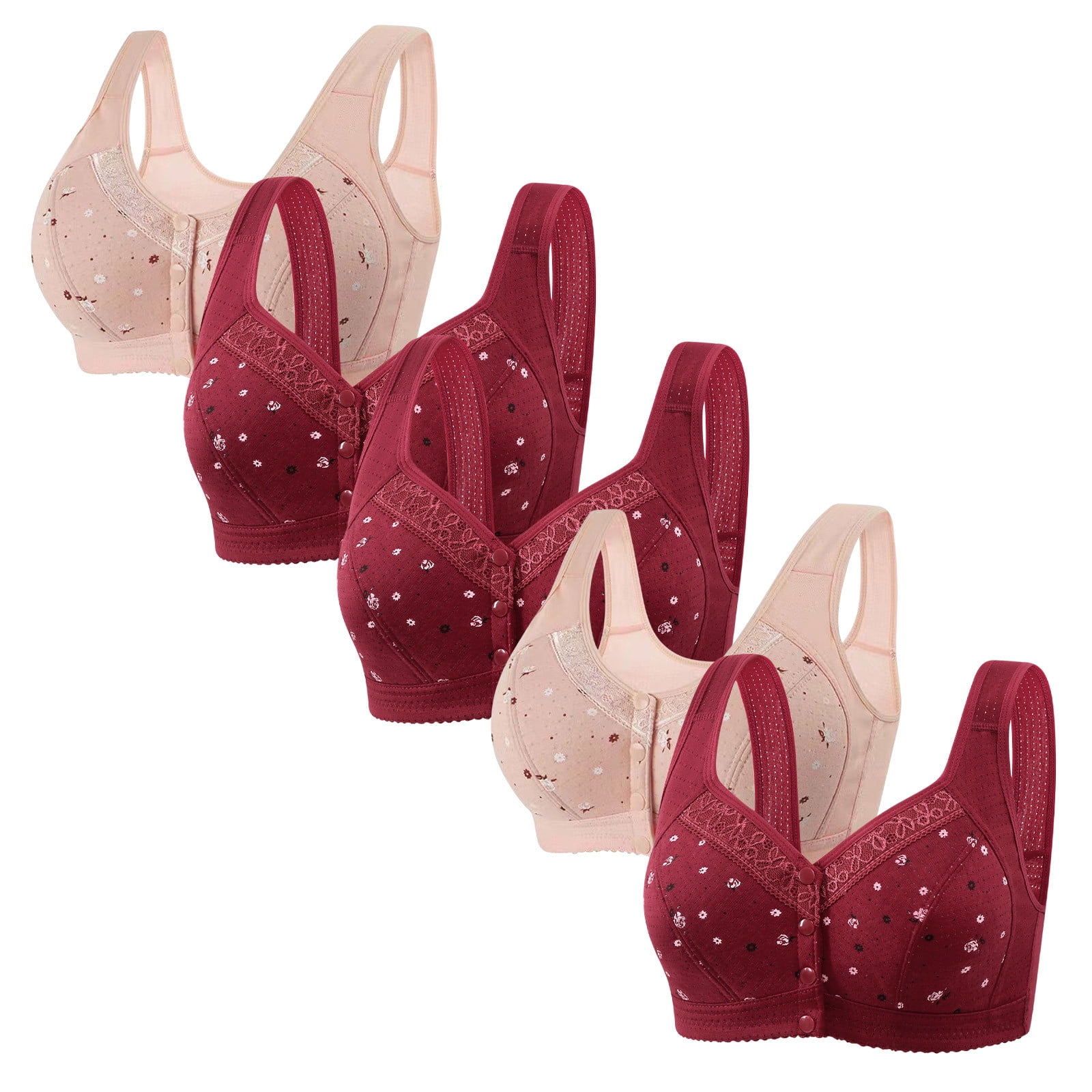 Womens Bras under $5! Xqxayjr 5 Pack No Wire Daisy Bras for Older Women ...