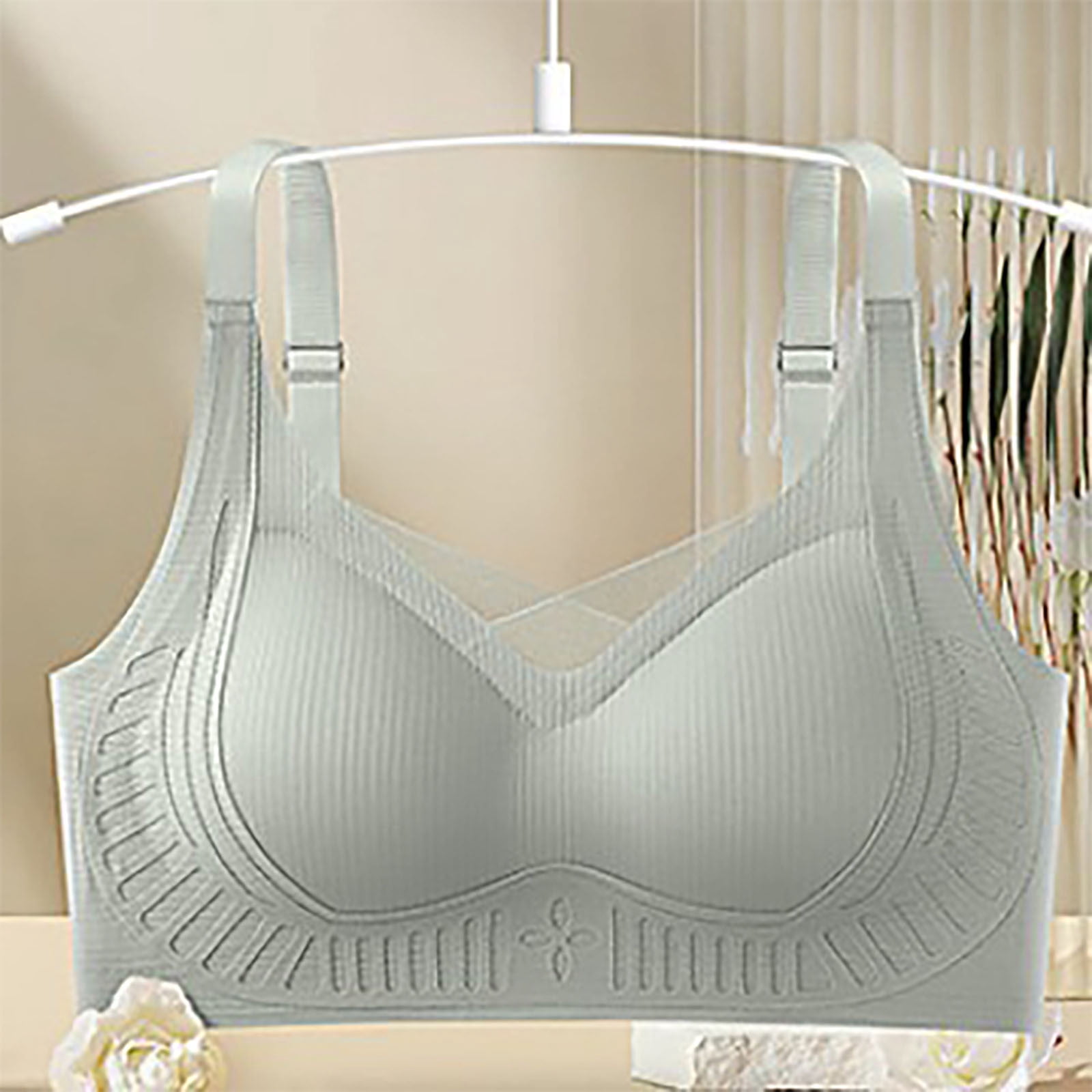 Womens Bras Comfortable Solid Color Daily Bra Lifting Gathering Folding ...