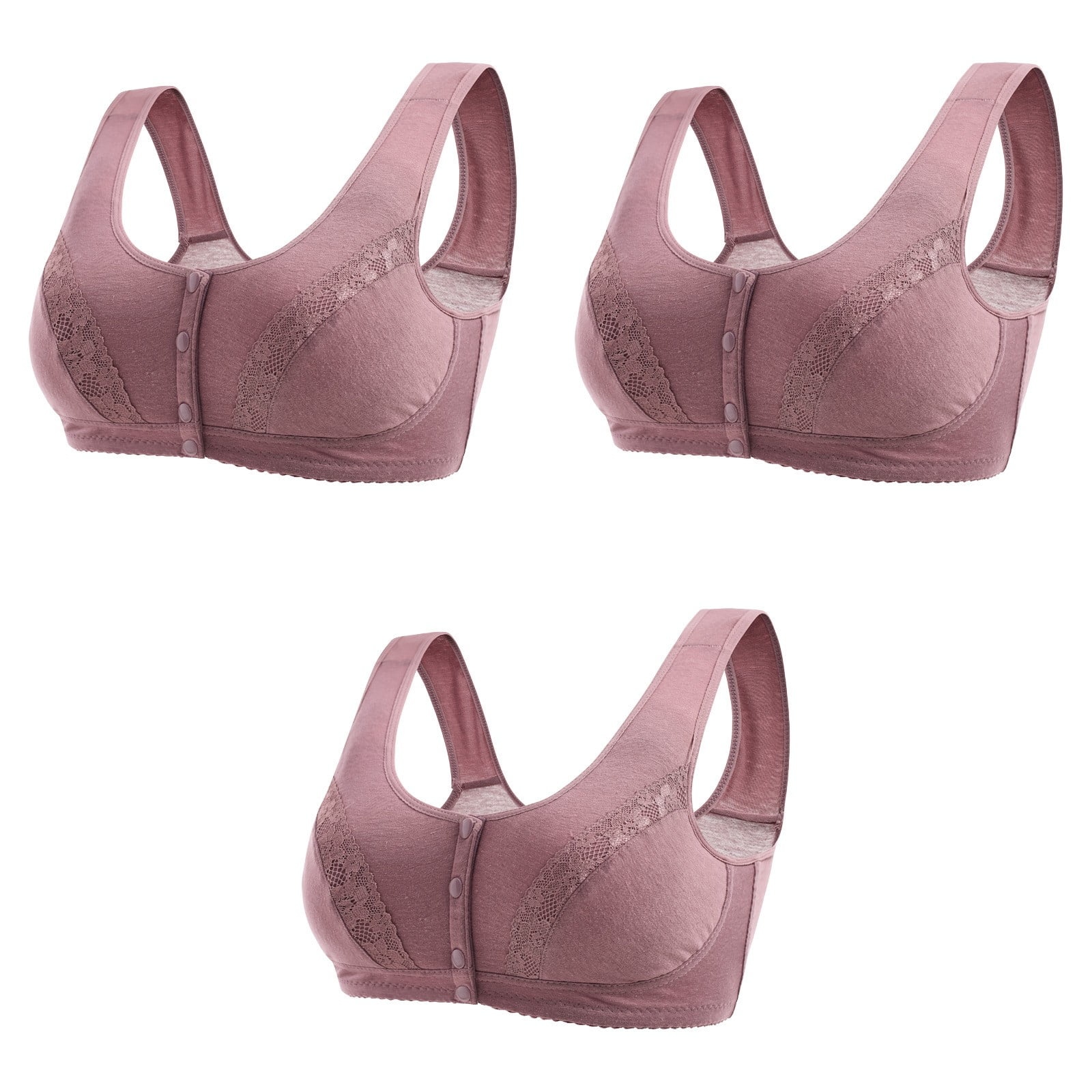 Womens Bras Underwire 3Pack Everyday Snap Lace Bras Women's Front Close ...