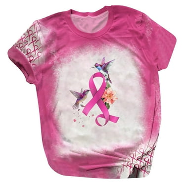 Alkepwun Womens Breast Cancer Awareness T Shirts Breast Cancer Support ...