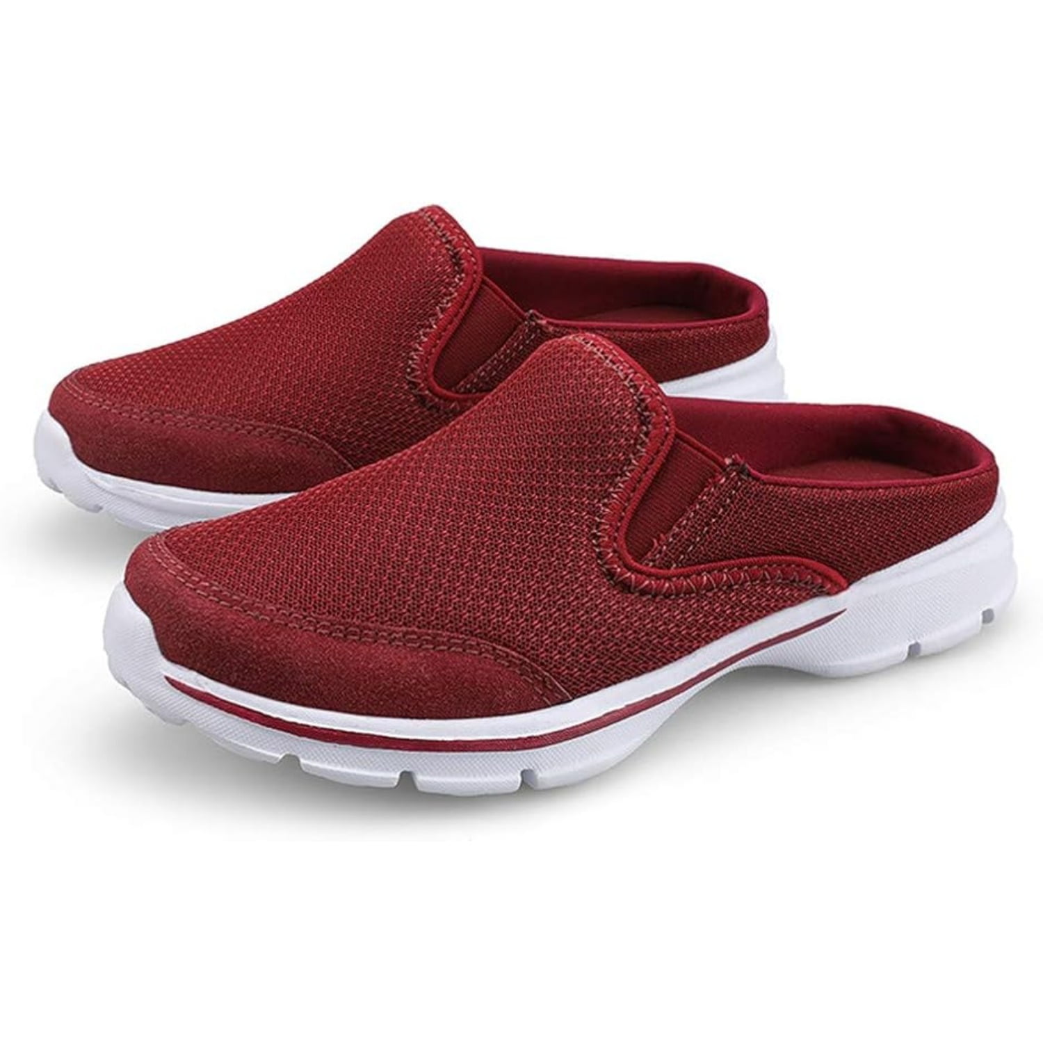 Womens Breathable Mesh Walking Mules Sneakers Open Back Slip On Shoes ...