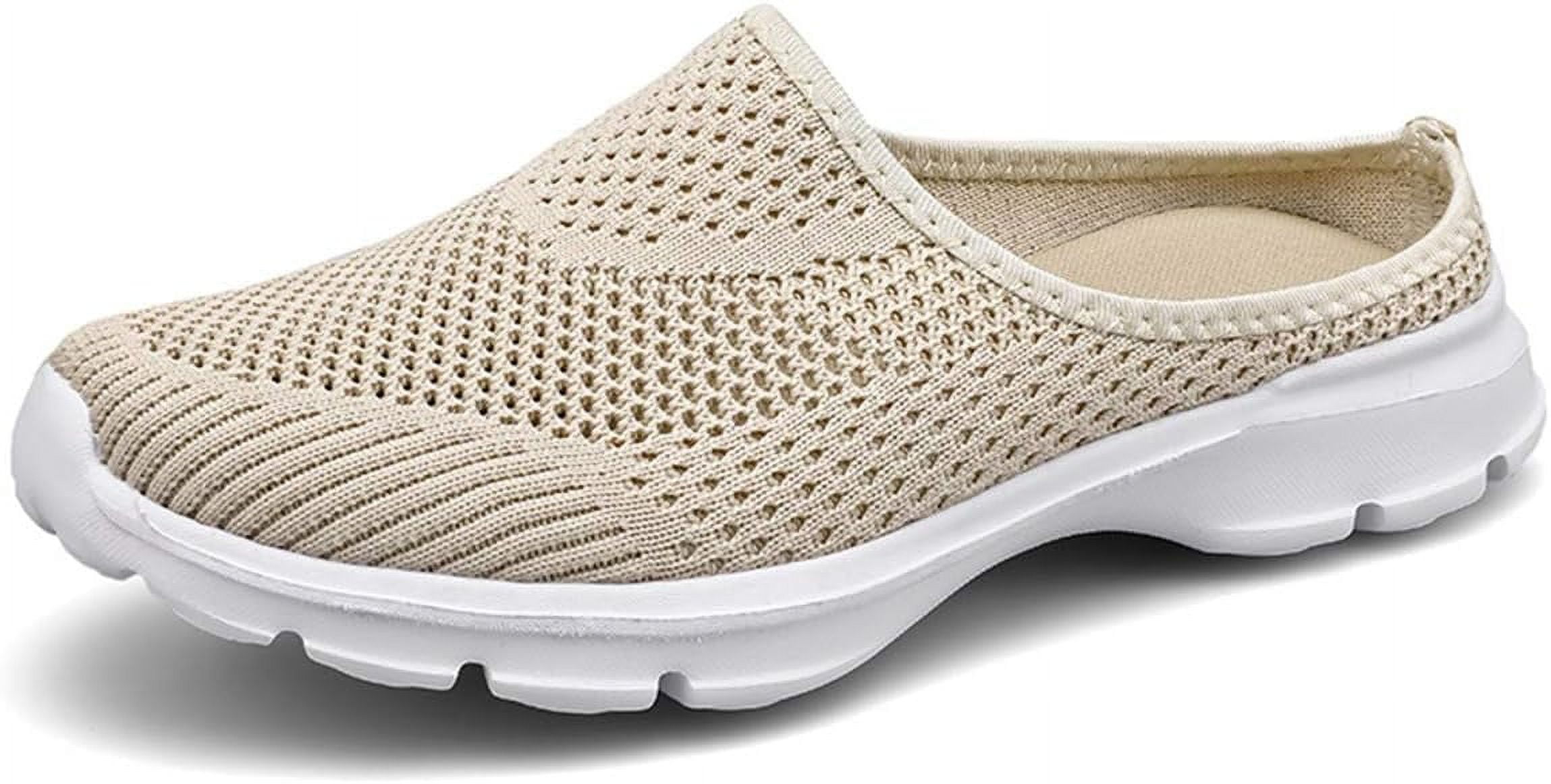 Womens Breathable Mesh Walking Mules Sneakers Open Back Slip On Shoes ...