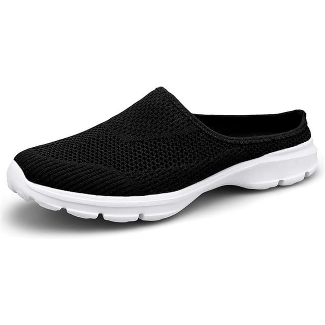 Womens Breathable Mesh Walking Mules Sneakers Open Back Slip On Shoes ...