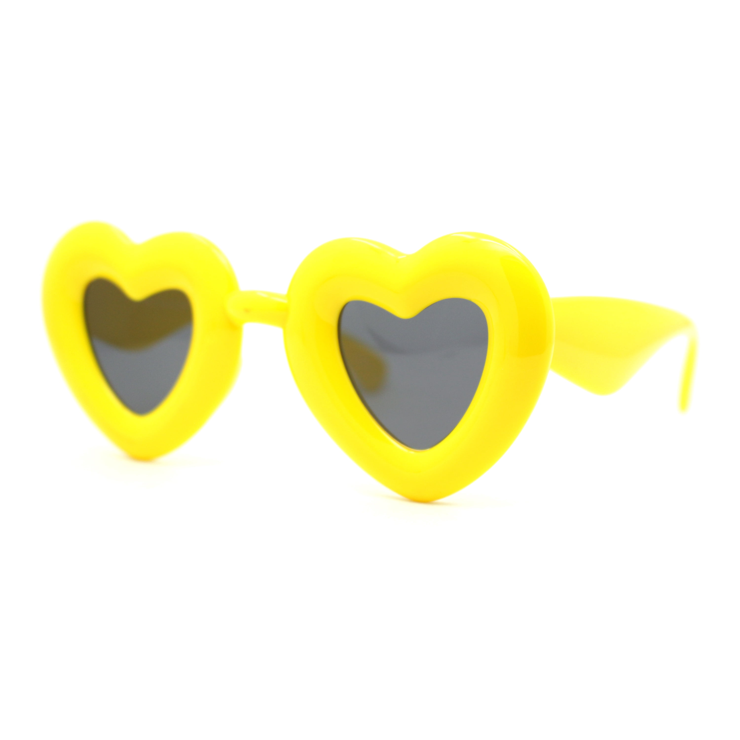 Womens Bubbly Bloated Round Balloon Heart Plastic Sunglasses Yellow ...