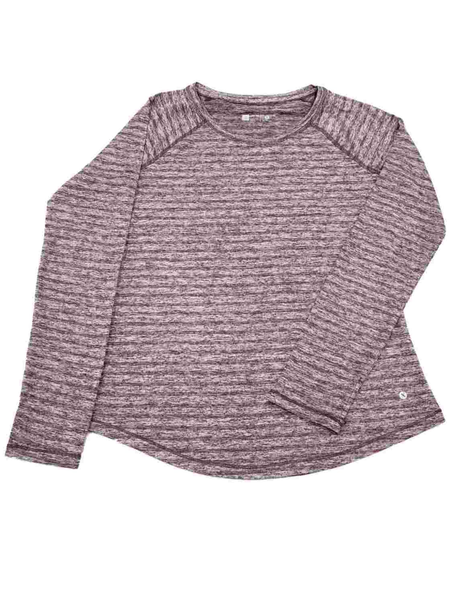 Womens Burgundy Stripe Print Quick-Dri Exercise Long Sleeve Tee T-Shirt ...