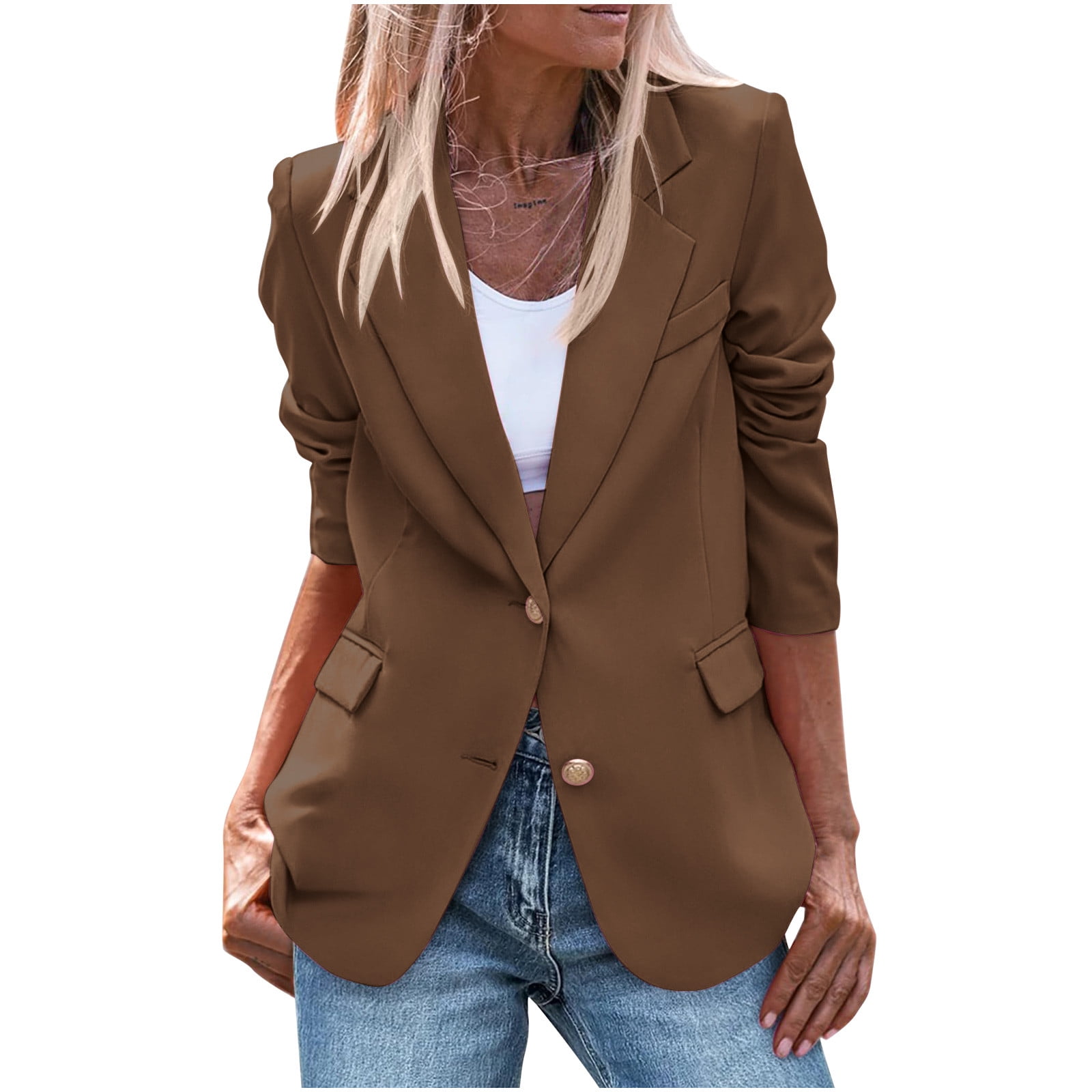 Womens Bussiness Casual Blazers Open Front Long Sleeve Work Office ...