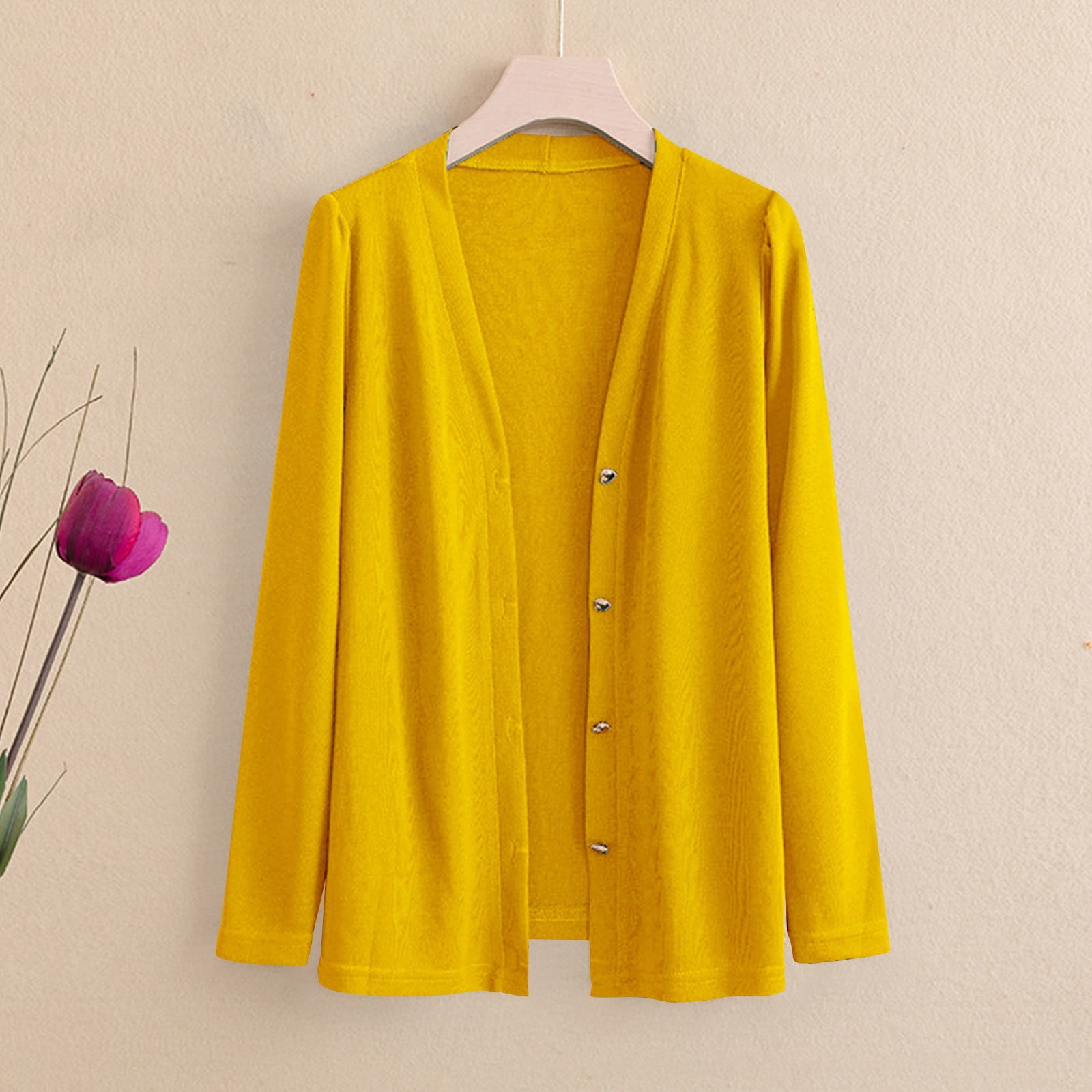 Womens Buttons Cardigans Knitted Solid Color Buttons Cardigan Coats ...