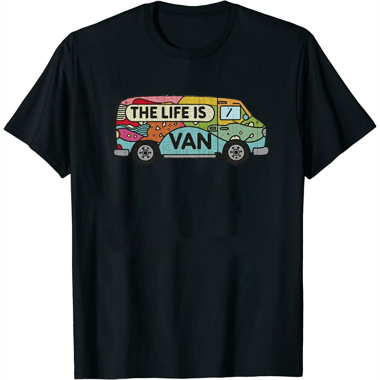 Womens Camper Van Travel Life Is Vantastic - Traveler Vanlife Short Sleeve T Shirt Black ...