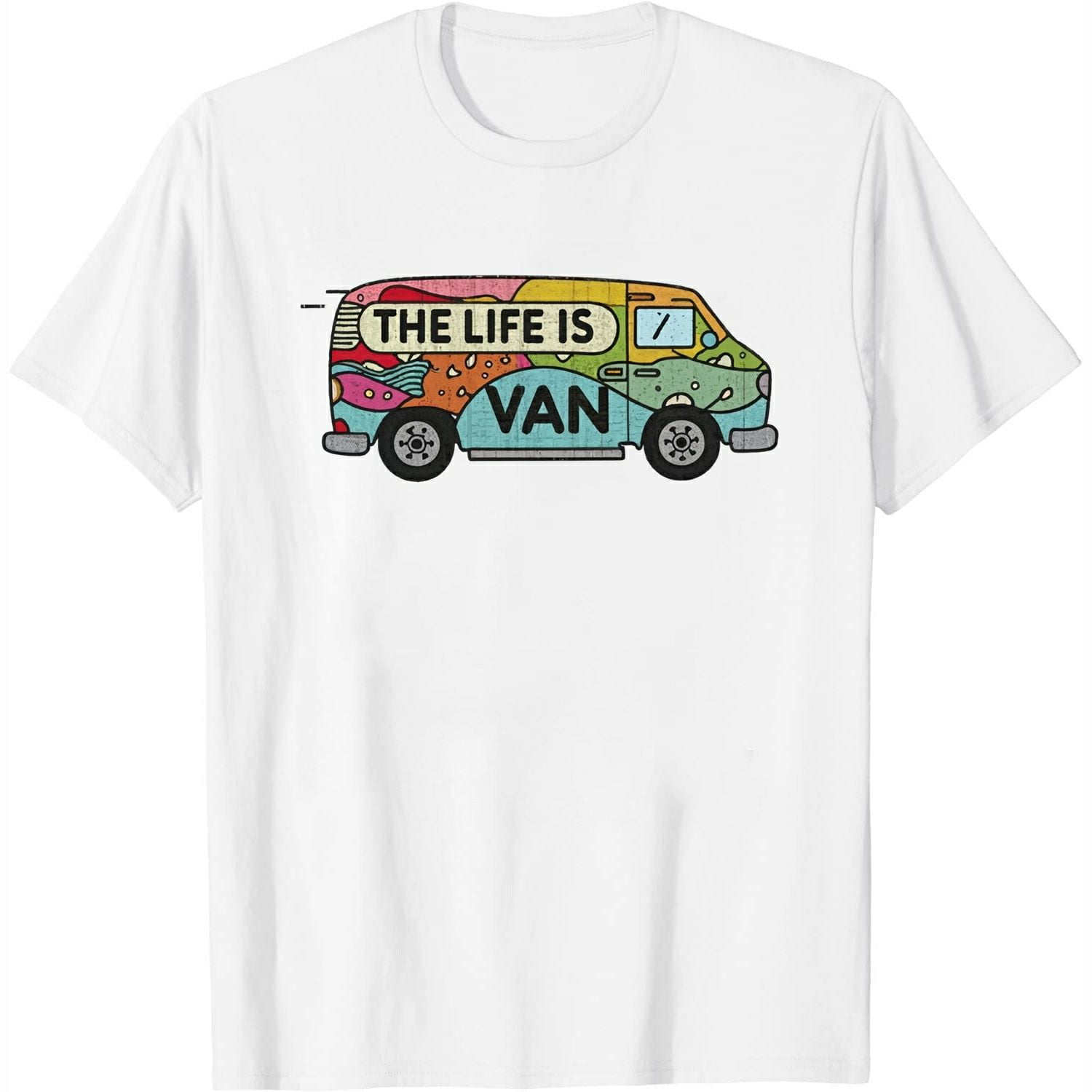Womens Camper Van Travel Life Is Vantastic - Traveler Vanlife Short Sleeve T Shirt White ...