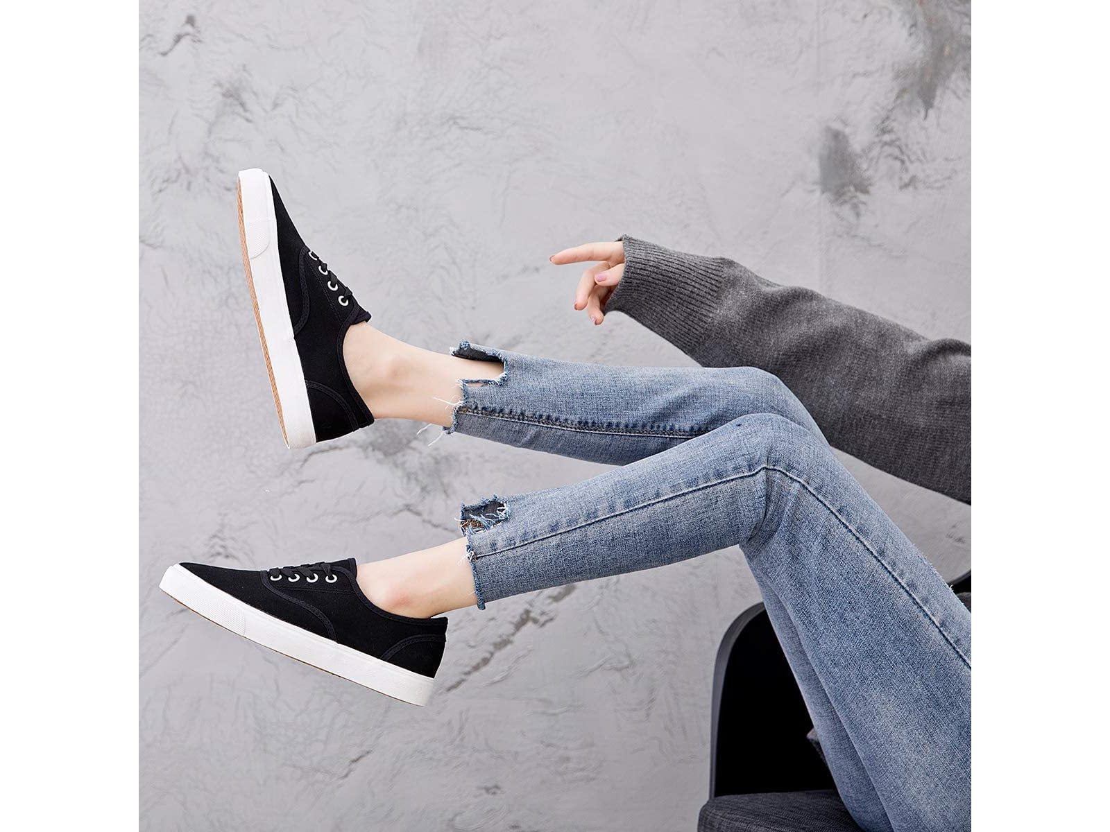 Womens Canvas Shoes Low Cut Canvas Sneakers Walking Running Shoes ...