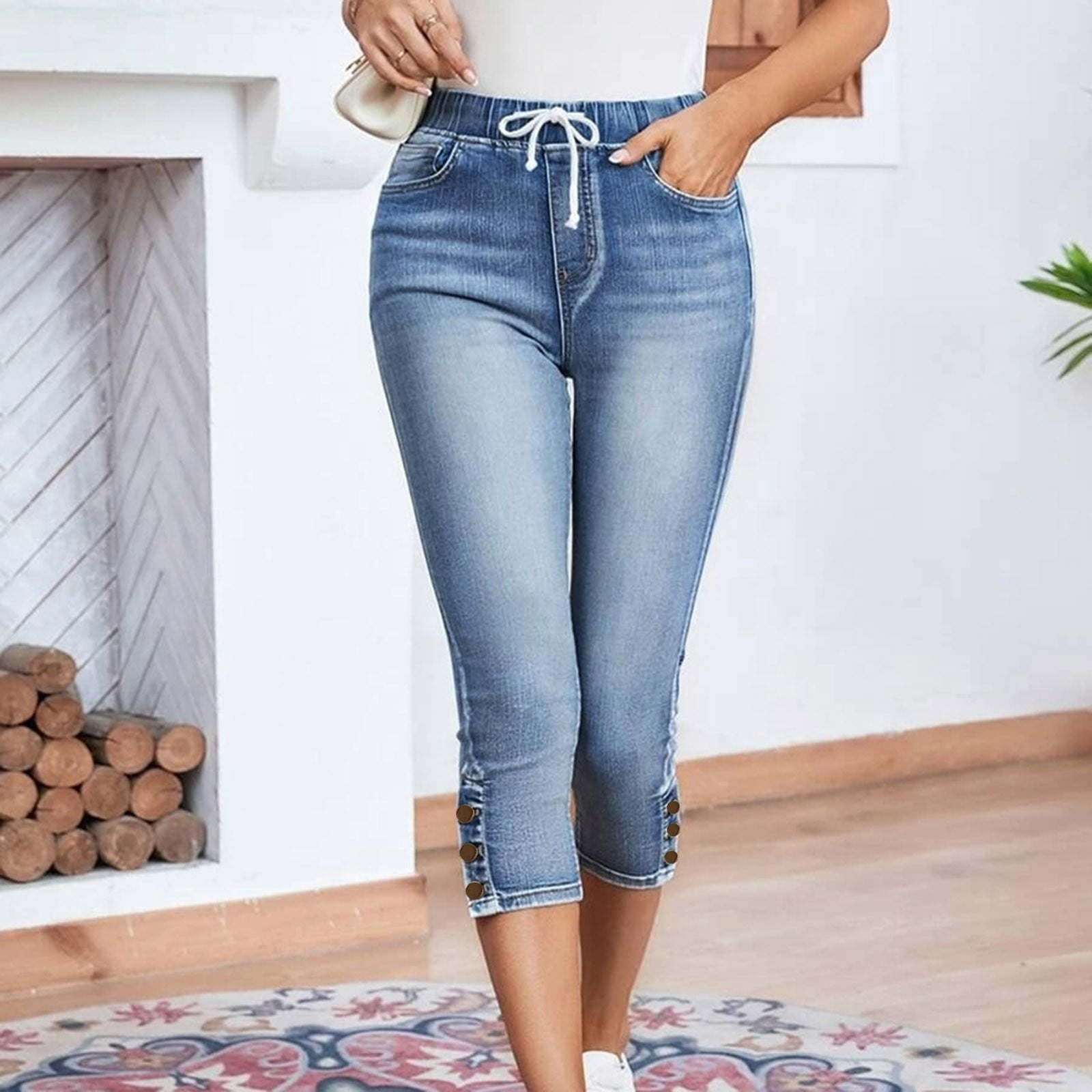 Womens Capris For Summer Clearance Slim Fit Curvy Capri Jeans Super ...