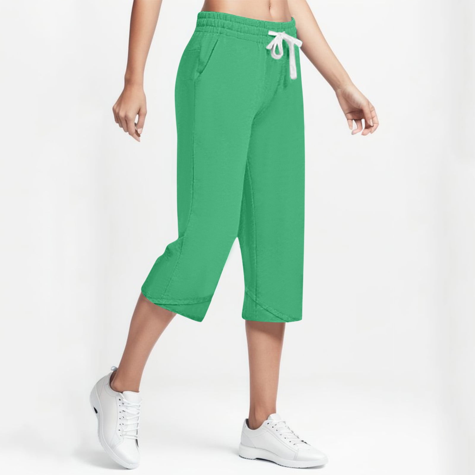 Womens Capris Pants Clearance Loose Solid Sweatpants Straight High ...
