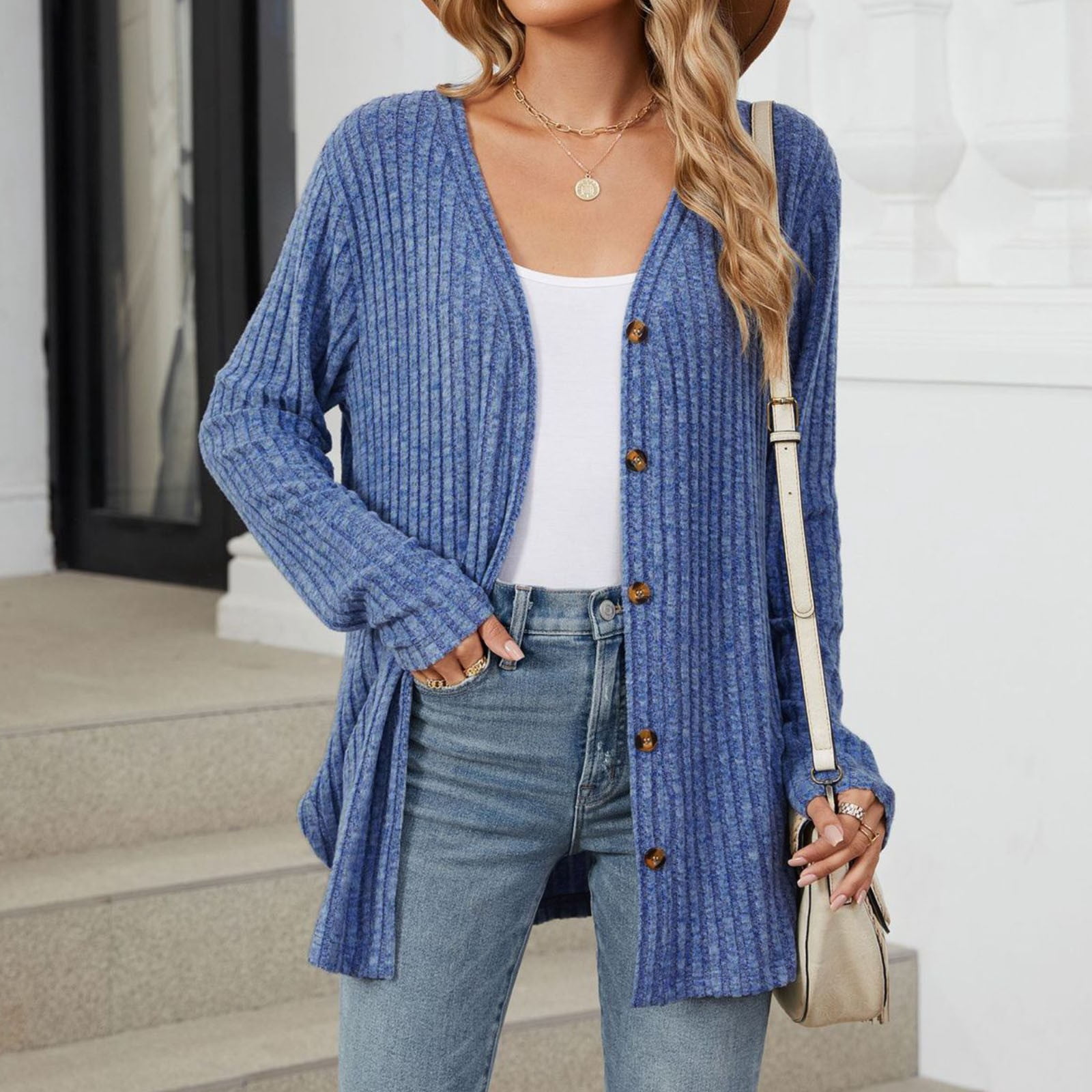Womens Cardigan Sweater Clearance Breathable Casual Sweater 2024 Long ...