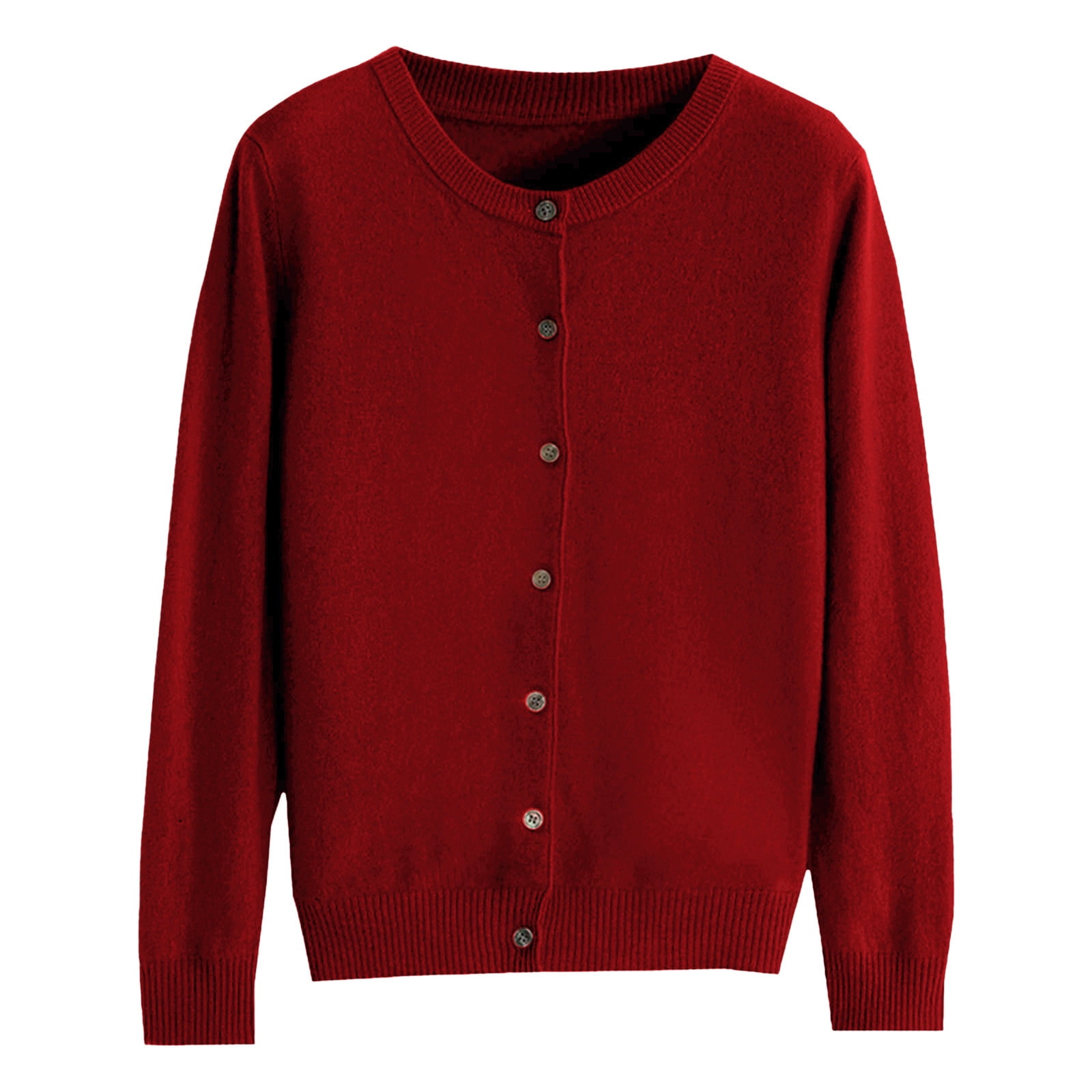 Womens Cardigans Lightweight Basic Crew Neck Long Sleeve Button Down ...