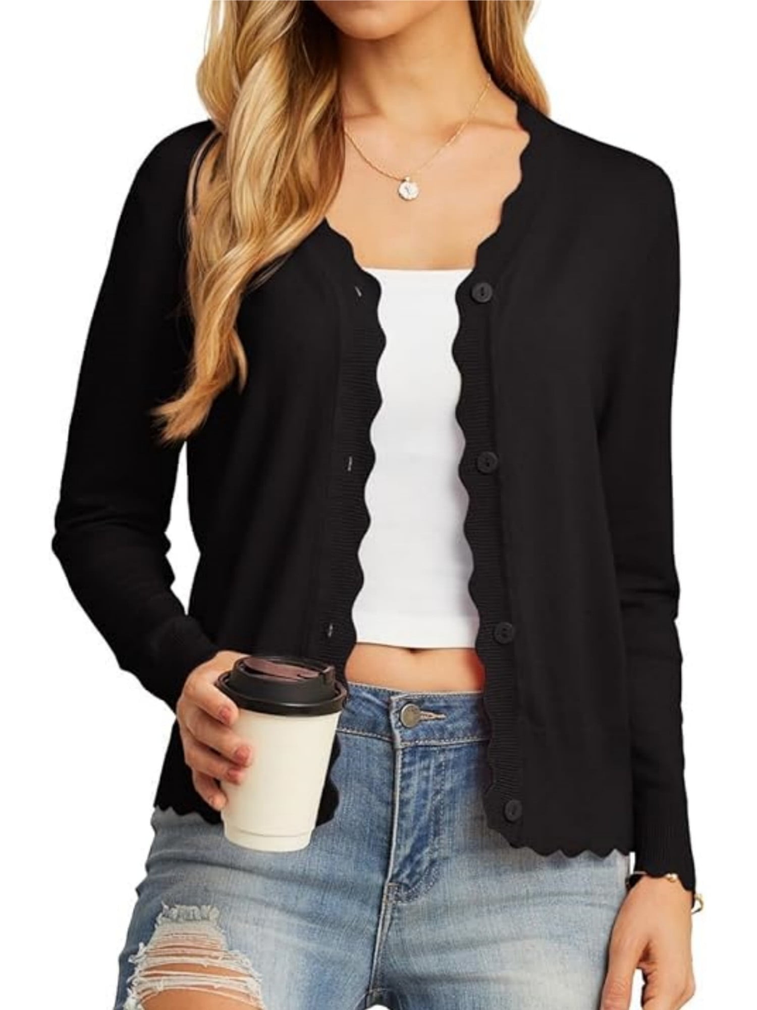 Womens Cardigans Lightweight Long Sleeve V Neck Button Down Cute ...