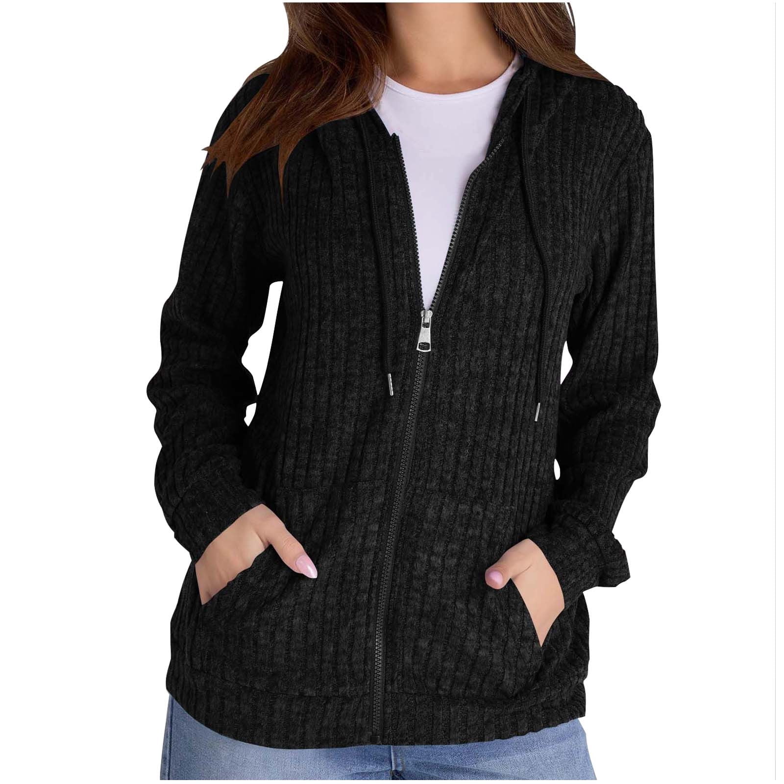 Womens Cardigans Zip Up Hoodies Cotton Elegant Sweater Long Sleeve ...